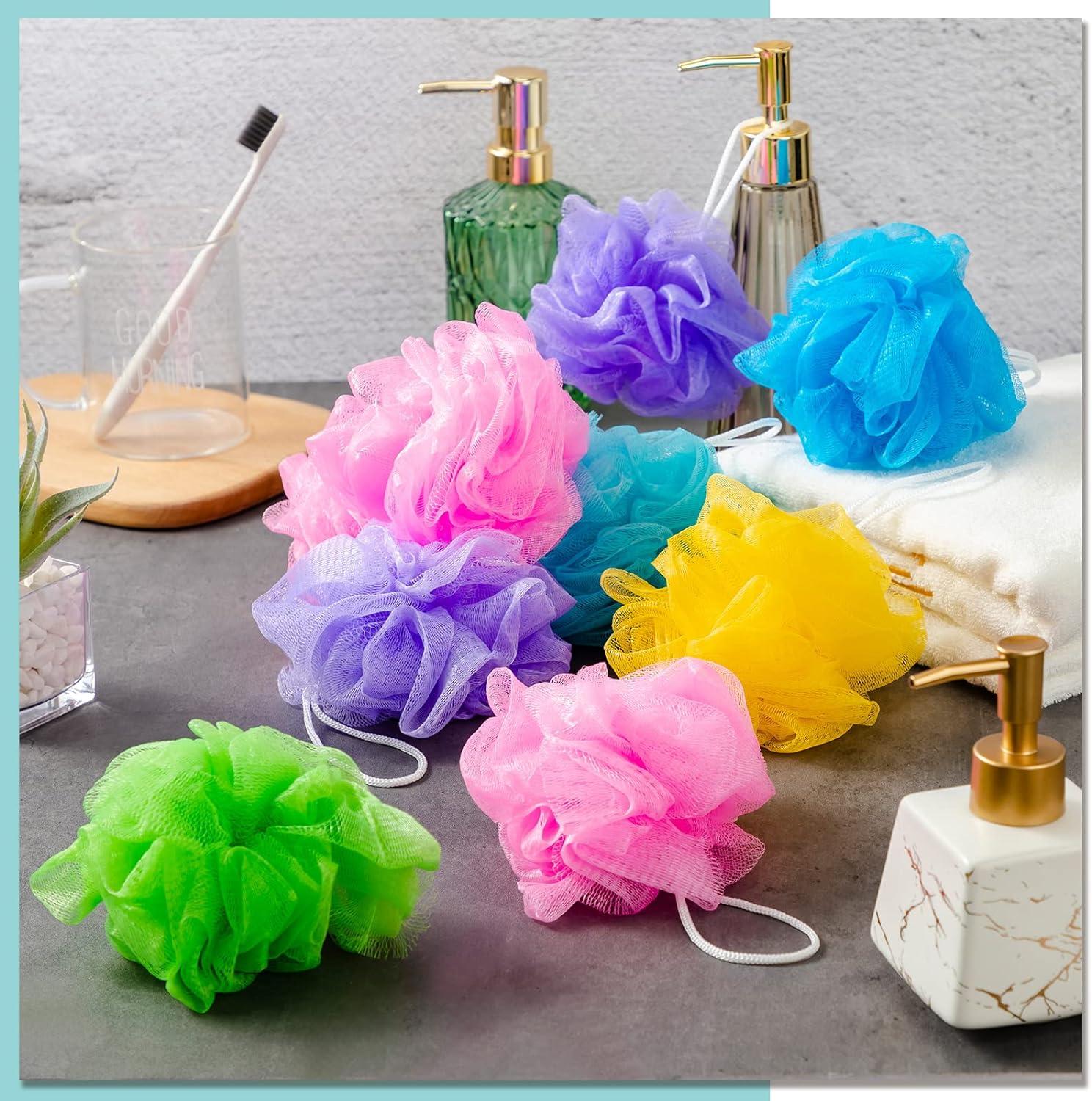 80 Pack Colorful Small Shower Loofahs Pouf - Exfoliating Body Scrubber ...