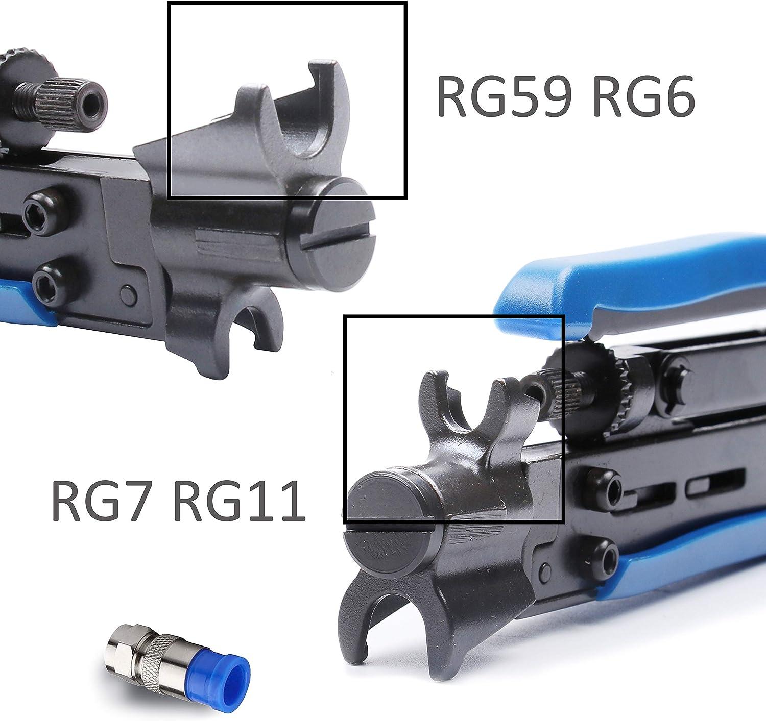 Yangoutool Coax Cable Crimper Kit - Adjustable Compression Tool for RG6 ...