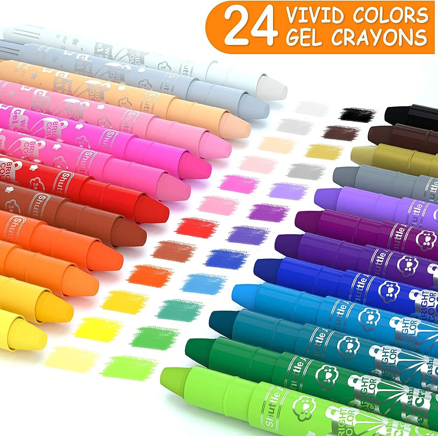 Shuttle Art 24 Colors Gel Crayons for Toddlers - Non-Toxic Twistable ...
