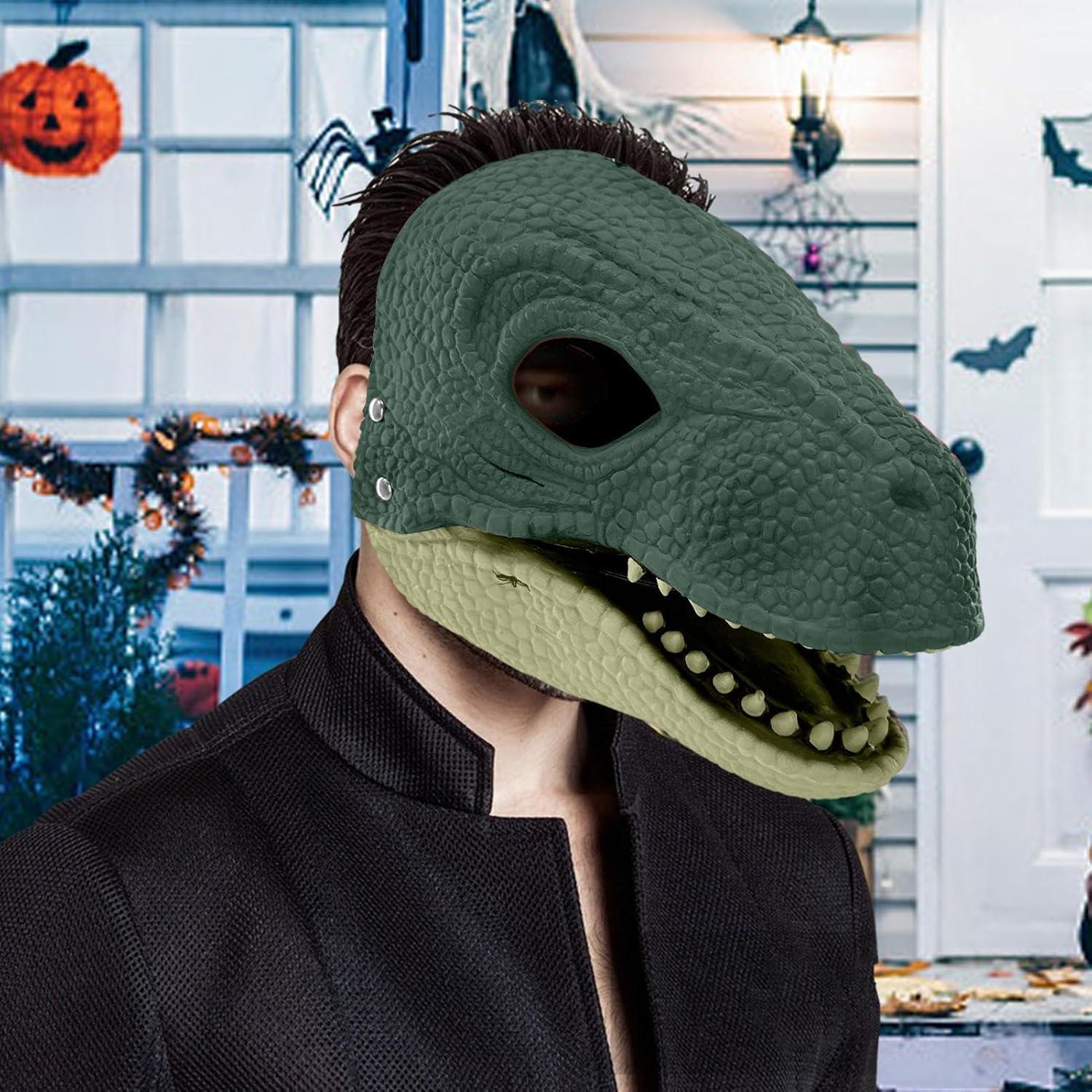 Fivetoo Raptor Face Cover - Movable Pine Latex Dinosaur Mask ...