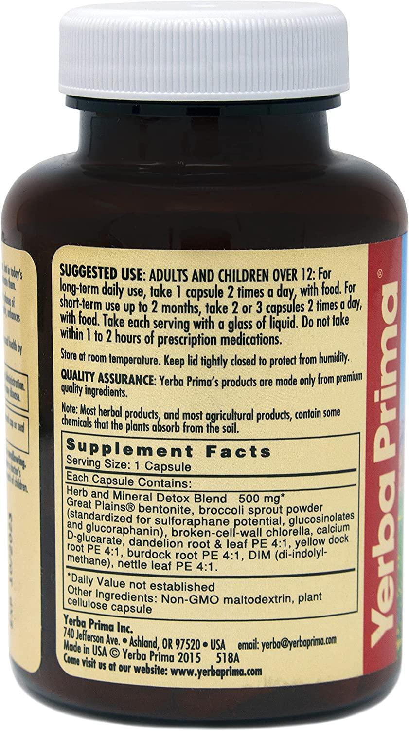 Yerba Prima Bentonite Clay Detox - 60 Veggie Capsules | Natural Herbal ...