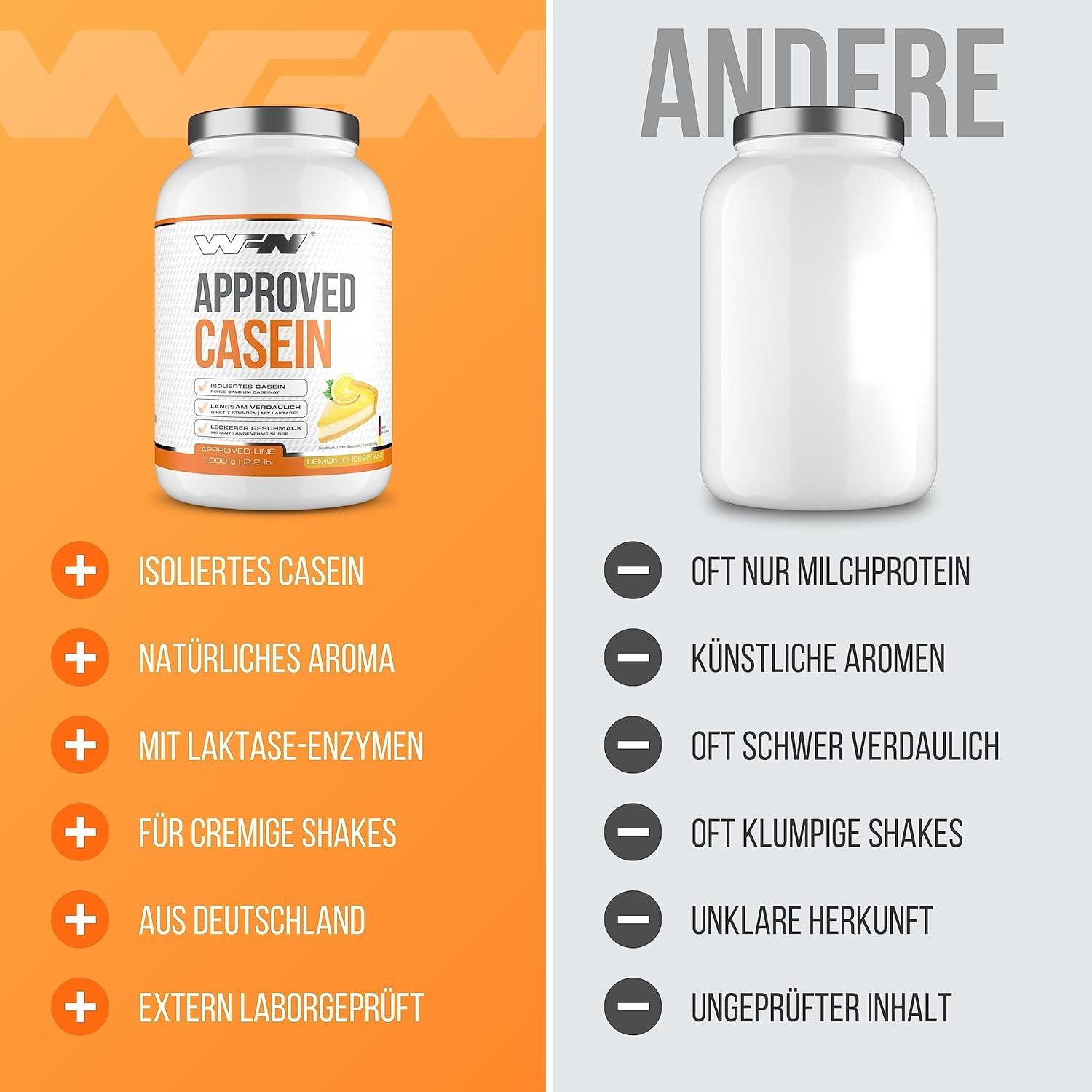 WFN Approved Casein Protein Powder - Lemon Cheesecake - 1kg - Creamy ...