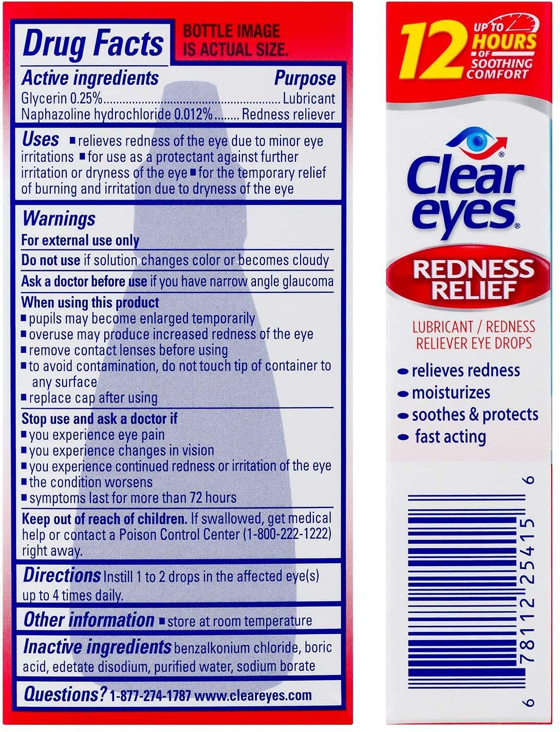 Clear Eyes Redness Relief Eye Drops - 0.5 fl oz | Soothes & Reduces ...
