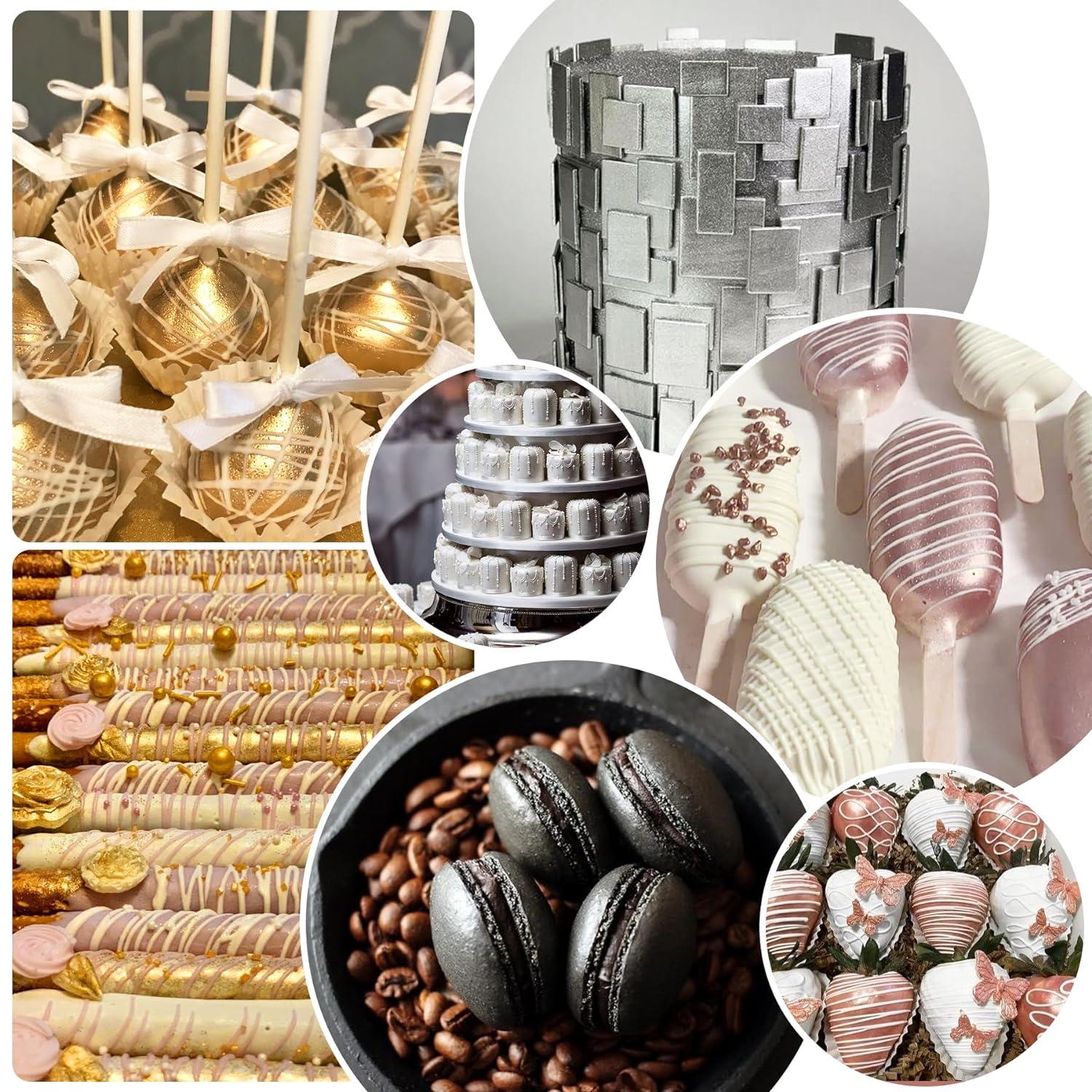 Edible Glitter Fluid - 60ml Metallic Liquid Glitter for Cakes Macarons ...