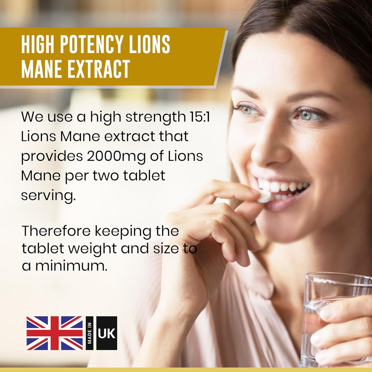Lions Mane Supplement 2000mg with Black Pepper - 180 Vegan Tablets ...