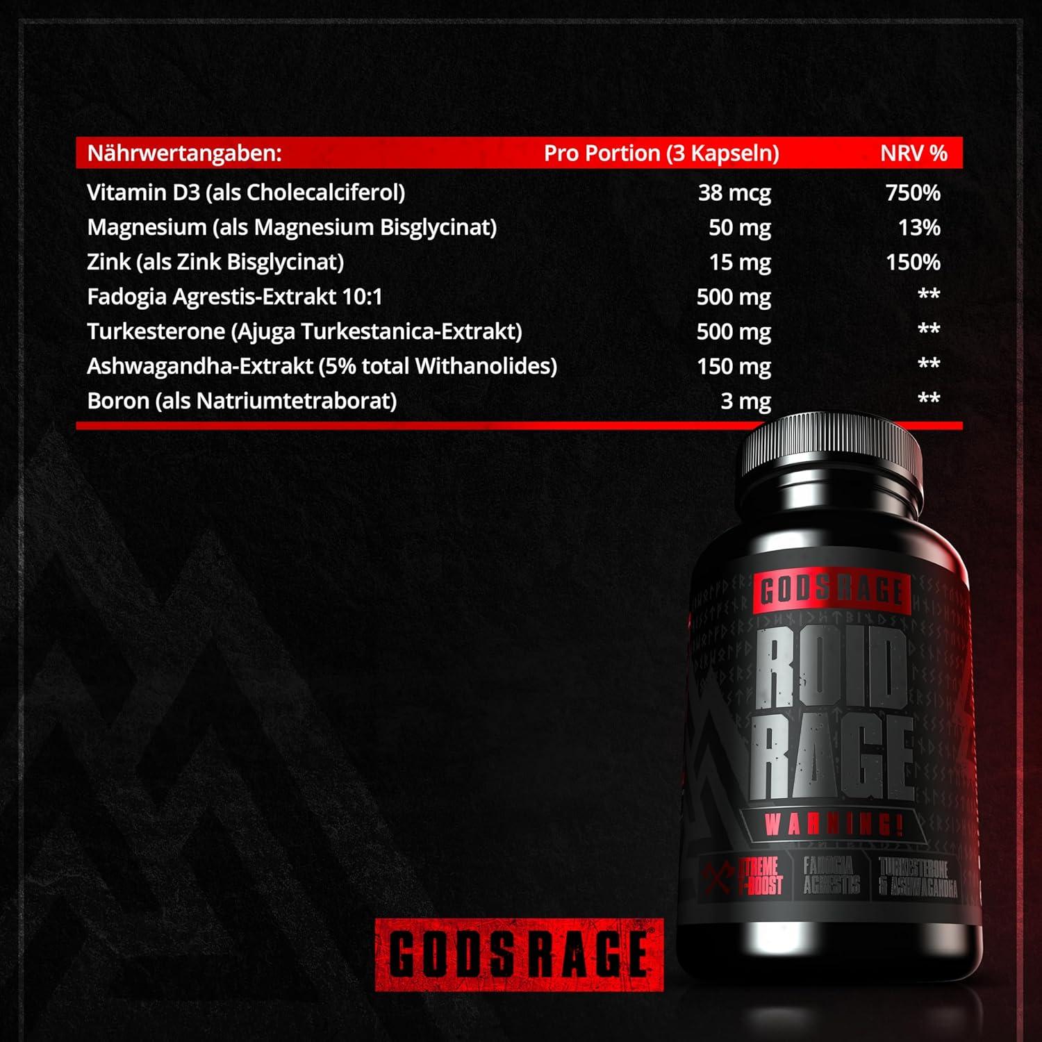 Godsrage ROID Rage - Powerful Turkesterone Ashwagandha & Fadogia ...