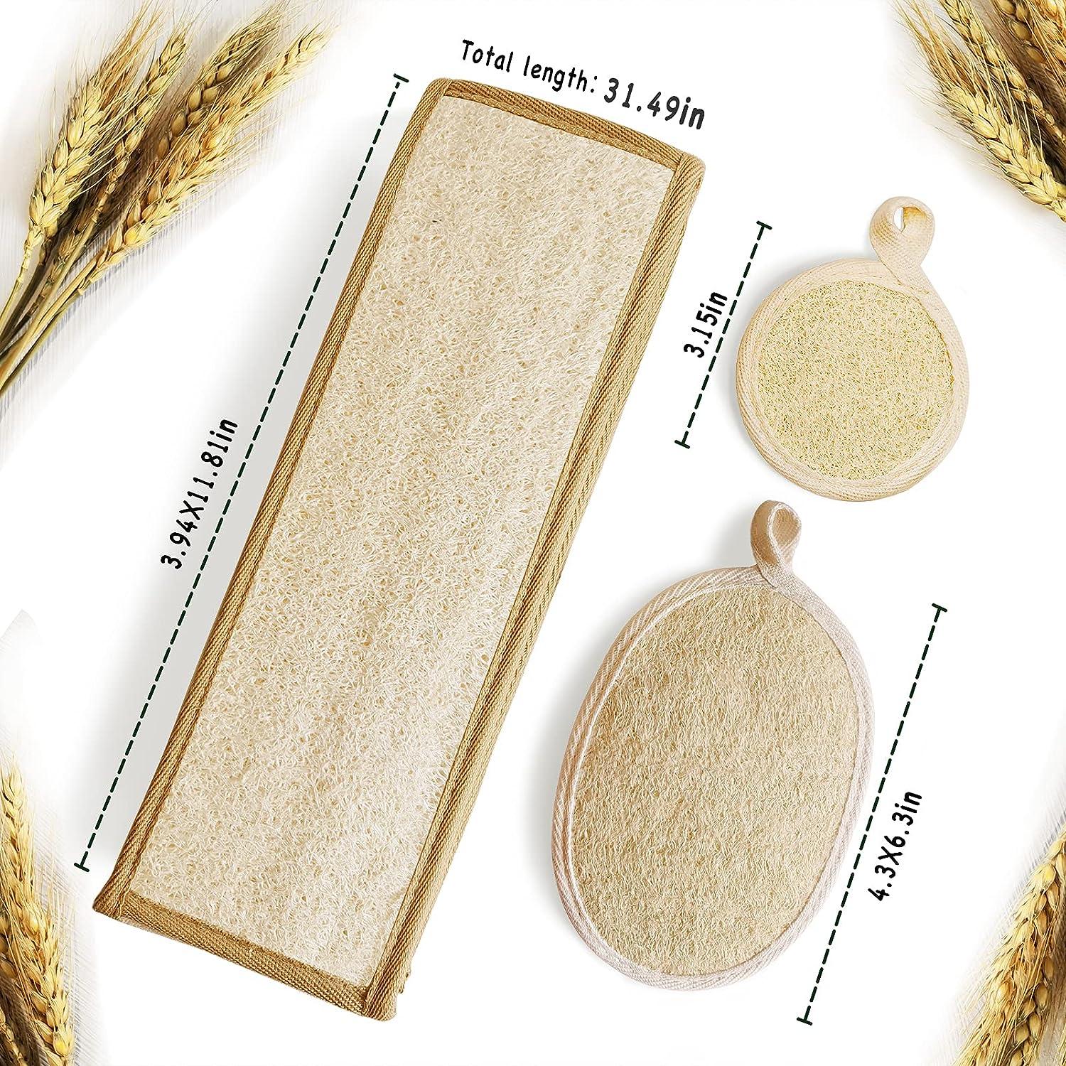Natural Loofah Sponge Back Exfoliating Scrubber Combo Set for Deep ...