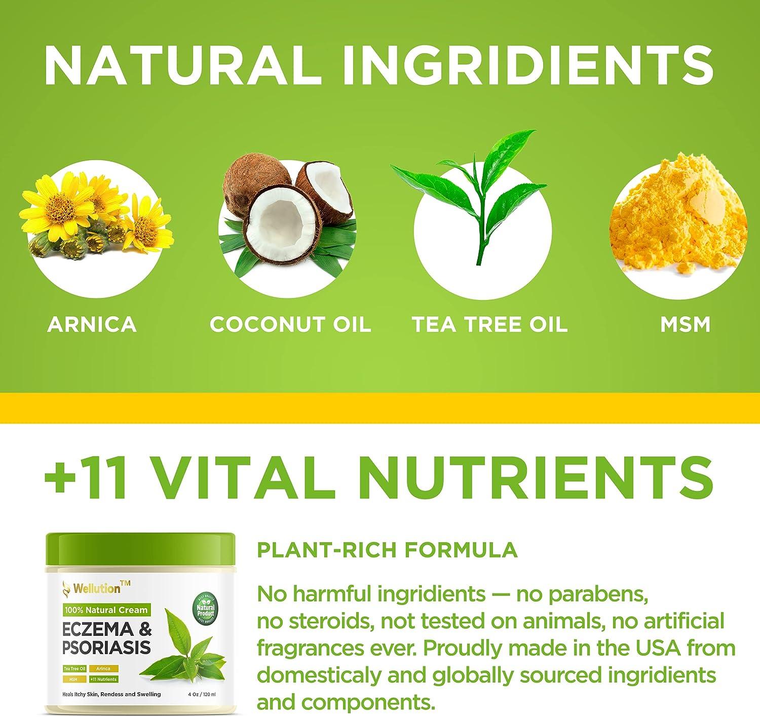 WELLUTION Natural Eczema and Psoriasis Cream - Intensive All-in-1 ...