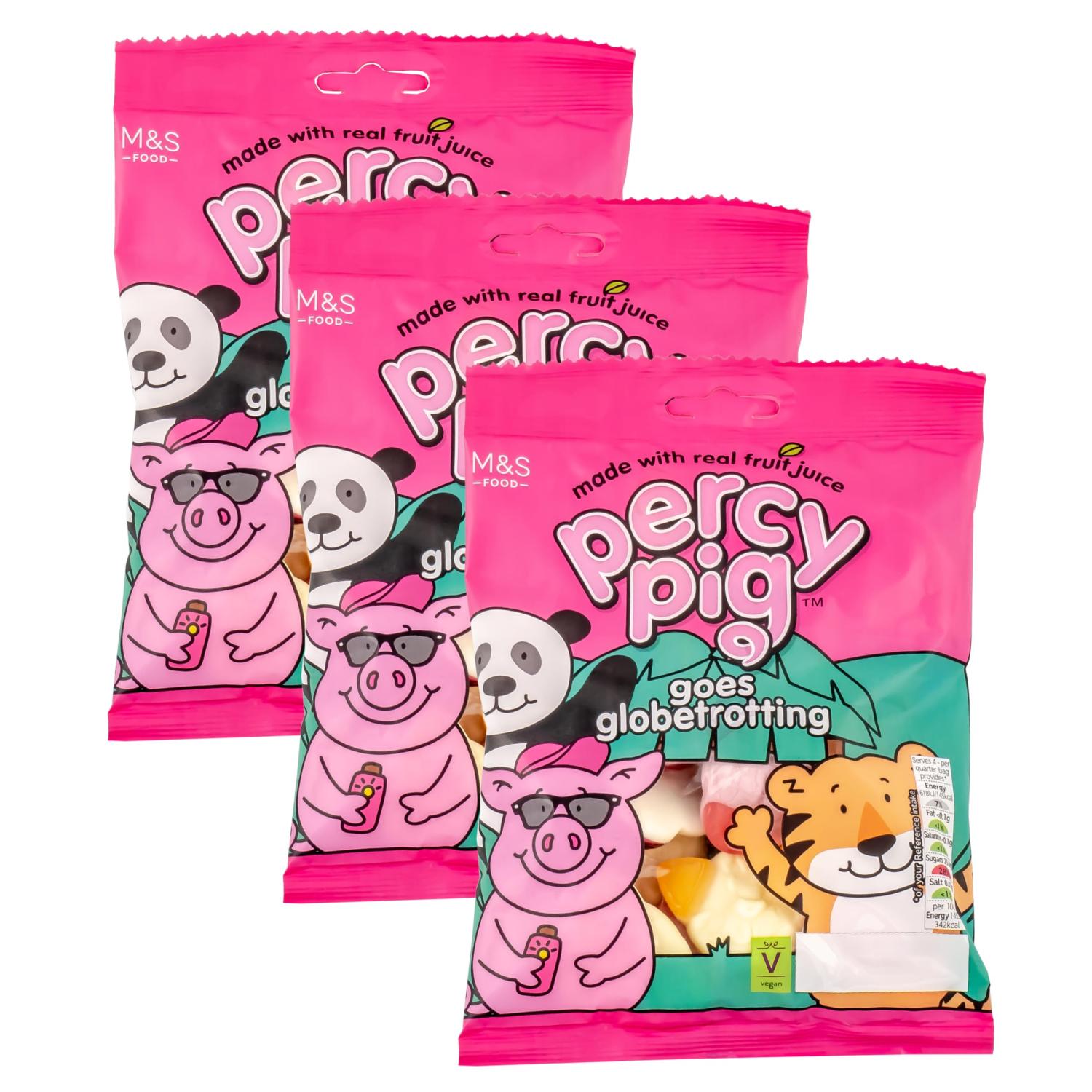 M&S Percy Pig Goes Globetrotting Jelly Sweets Soft Fruit Flavour Gums with Fruit Juice Vegan ...