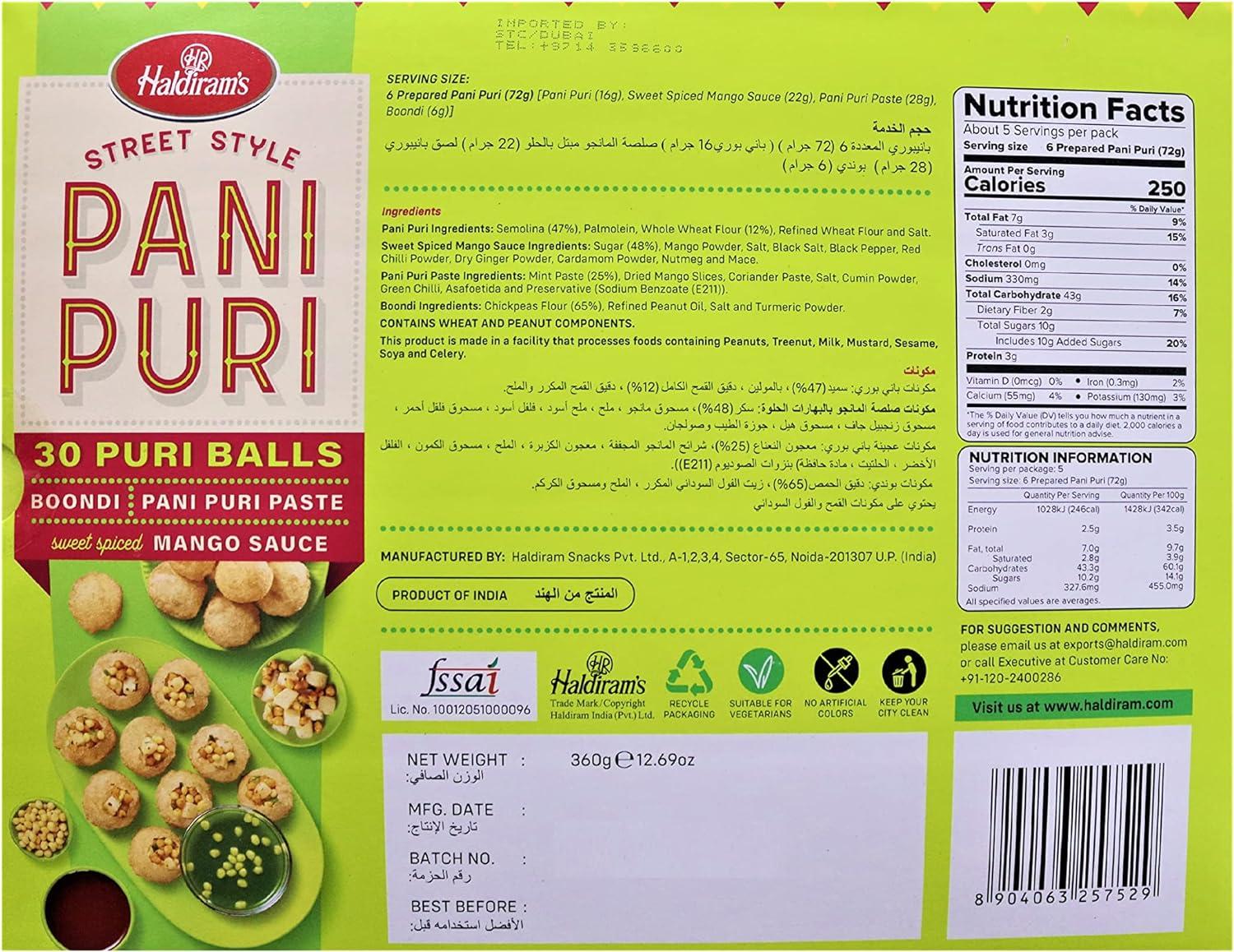 Haldiram Pani Puri 360 g | Buy Now with Express International Delivery ...