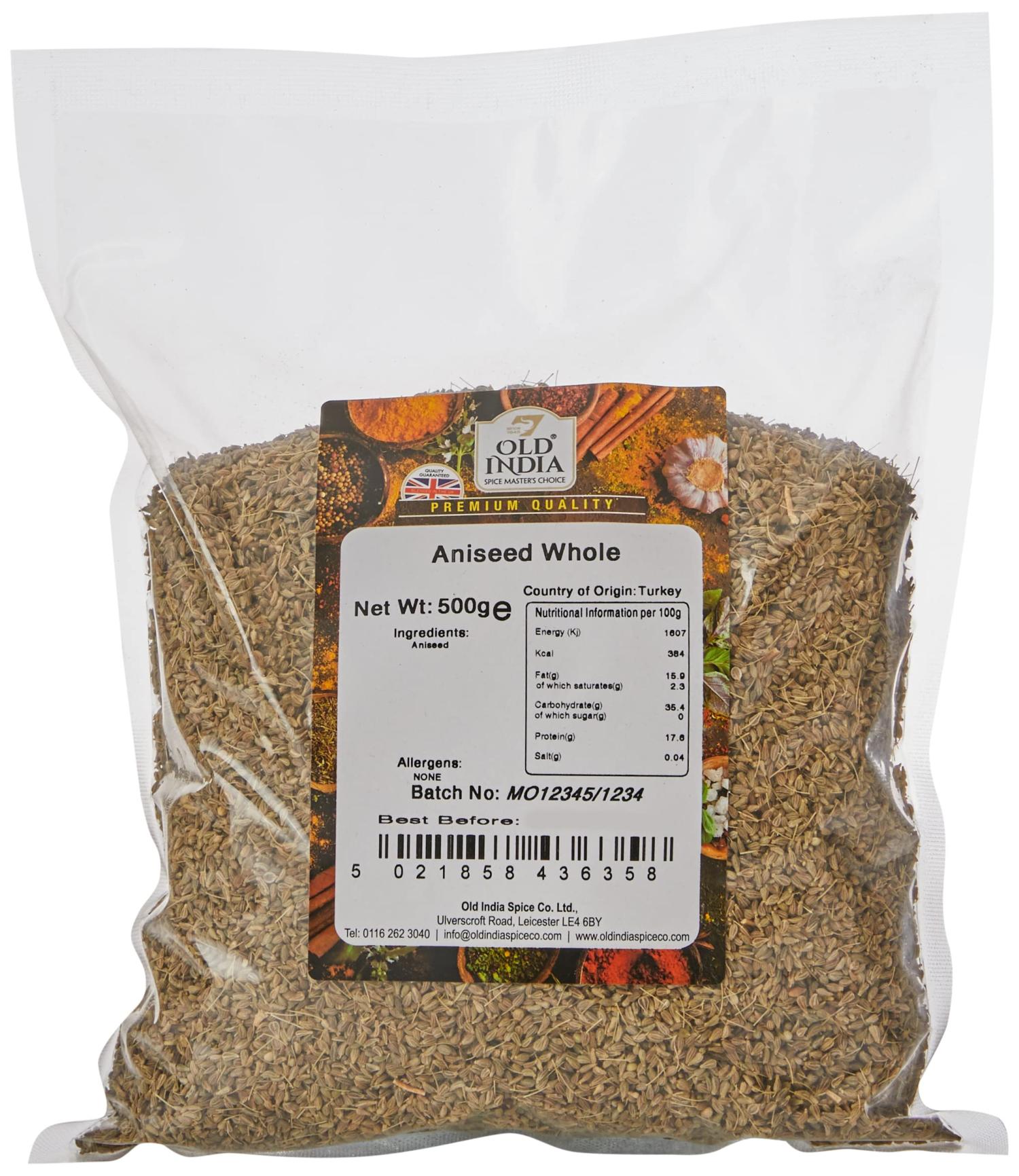 Old India Aniseed Whole 500g - Premium Quality Spice for Cooking | Pack ...