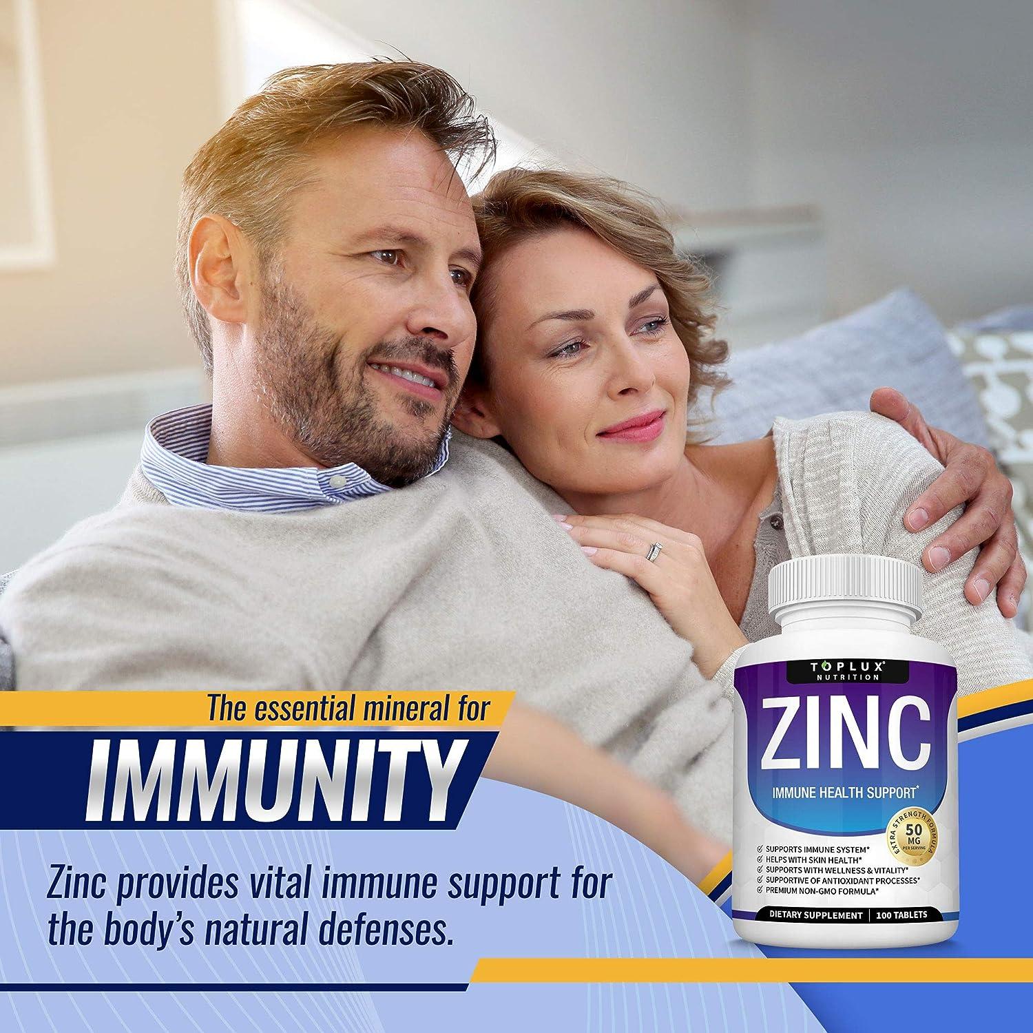 Zinc Supplement 50mg for Immune Support Pure Natural Zinc Oxide to ...