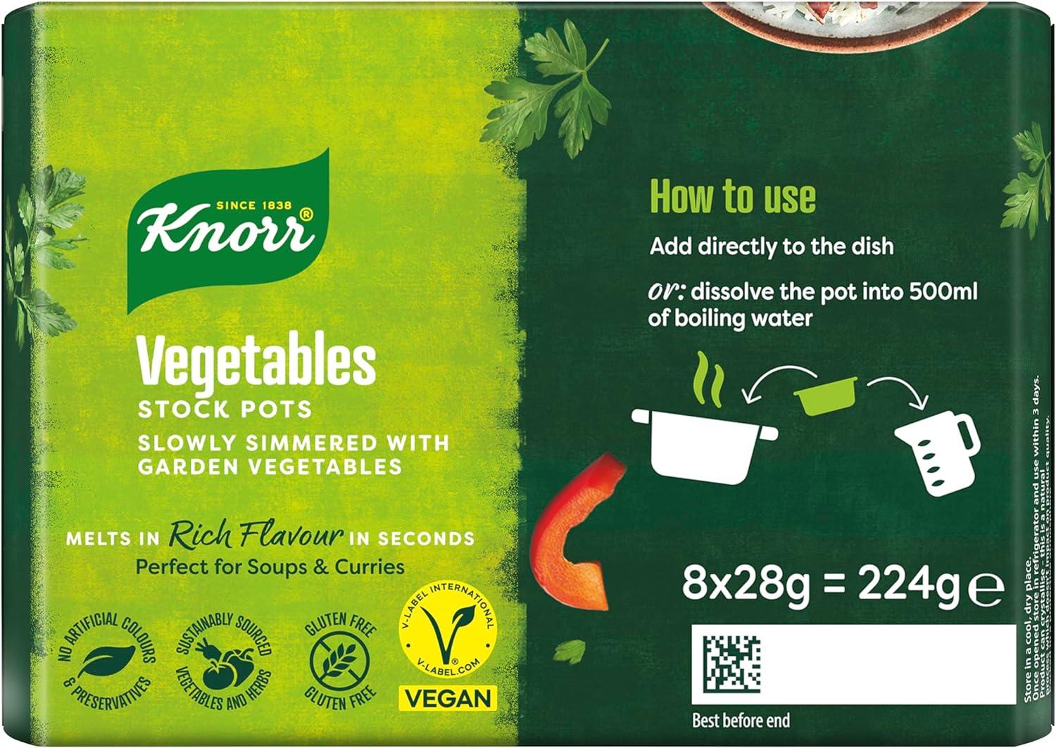 Knorr Vegetable Stock Pot Gluten-Free - 8x28g Single Pots for Rich ...