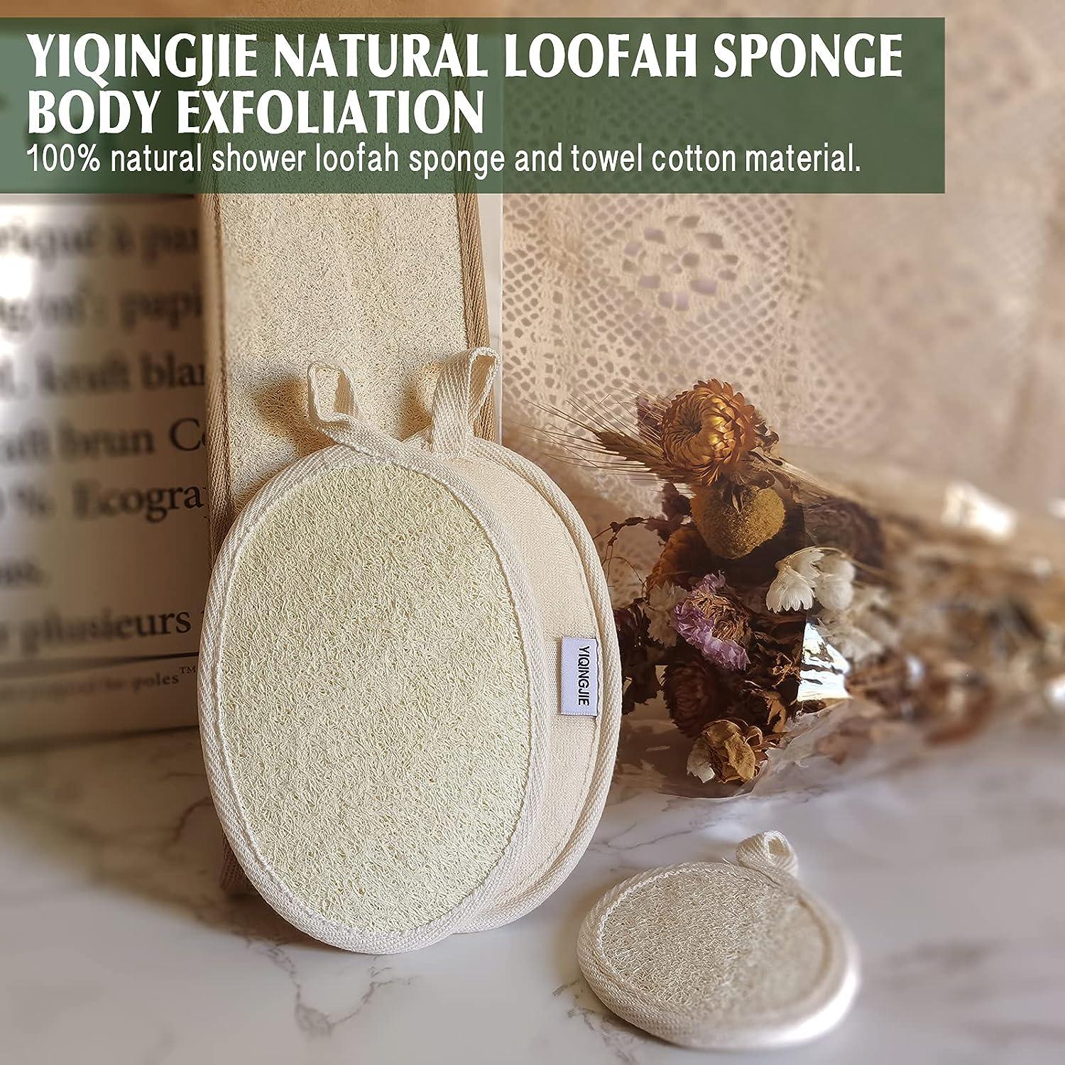 Natural Loofah Sponge Back Exfoliating Scrubber Combo Set for Deep ...