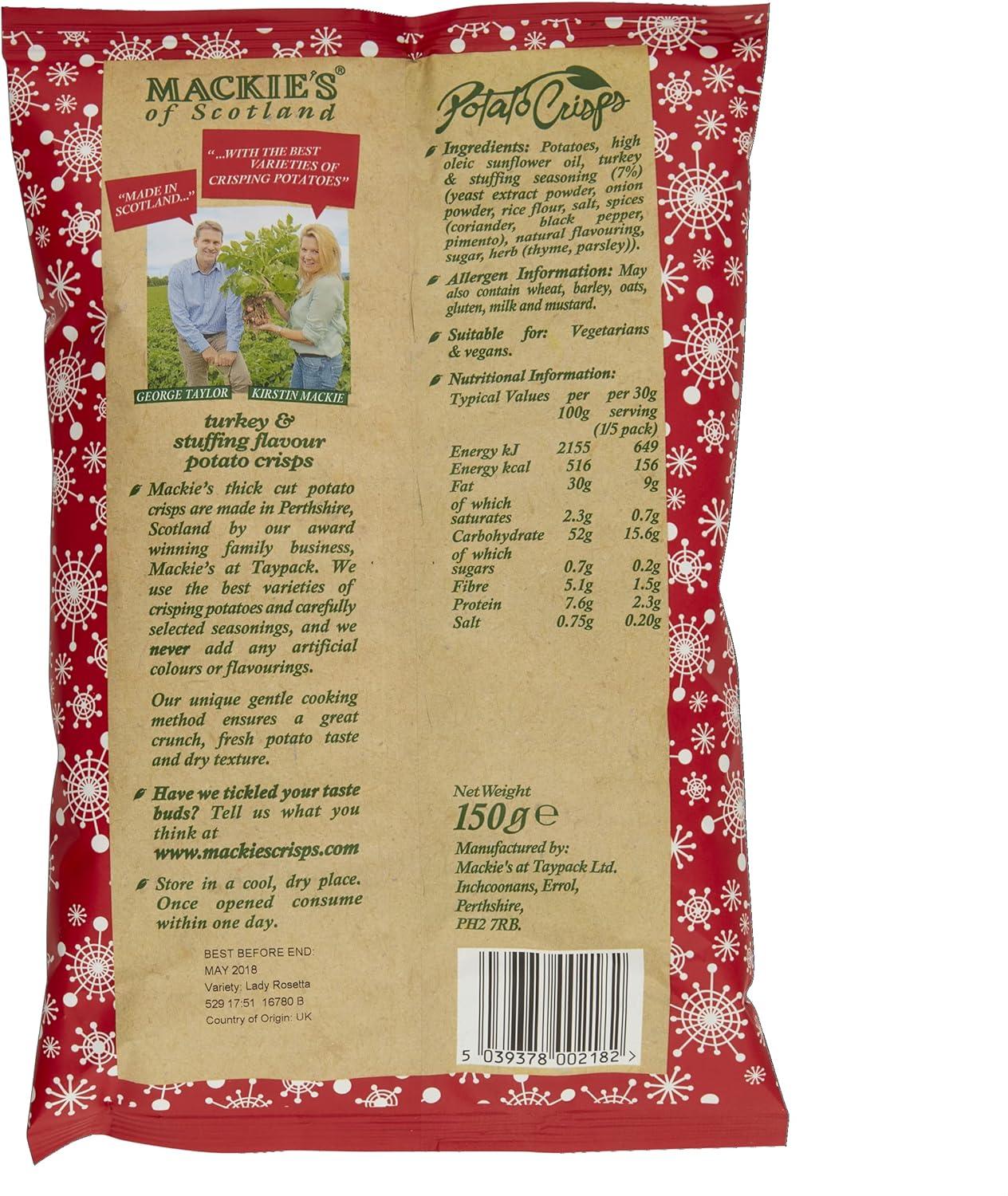 Mackie's of Scotland Turkey and Stuffing Potato Crisps 150g (Pack of 12 ...
