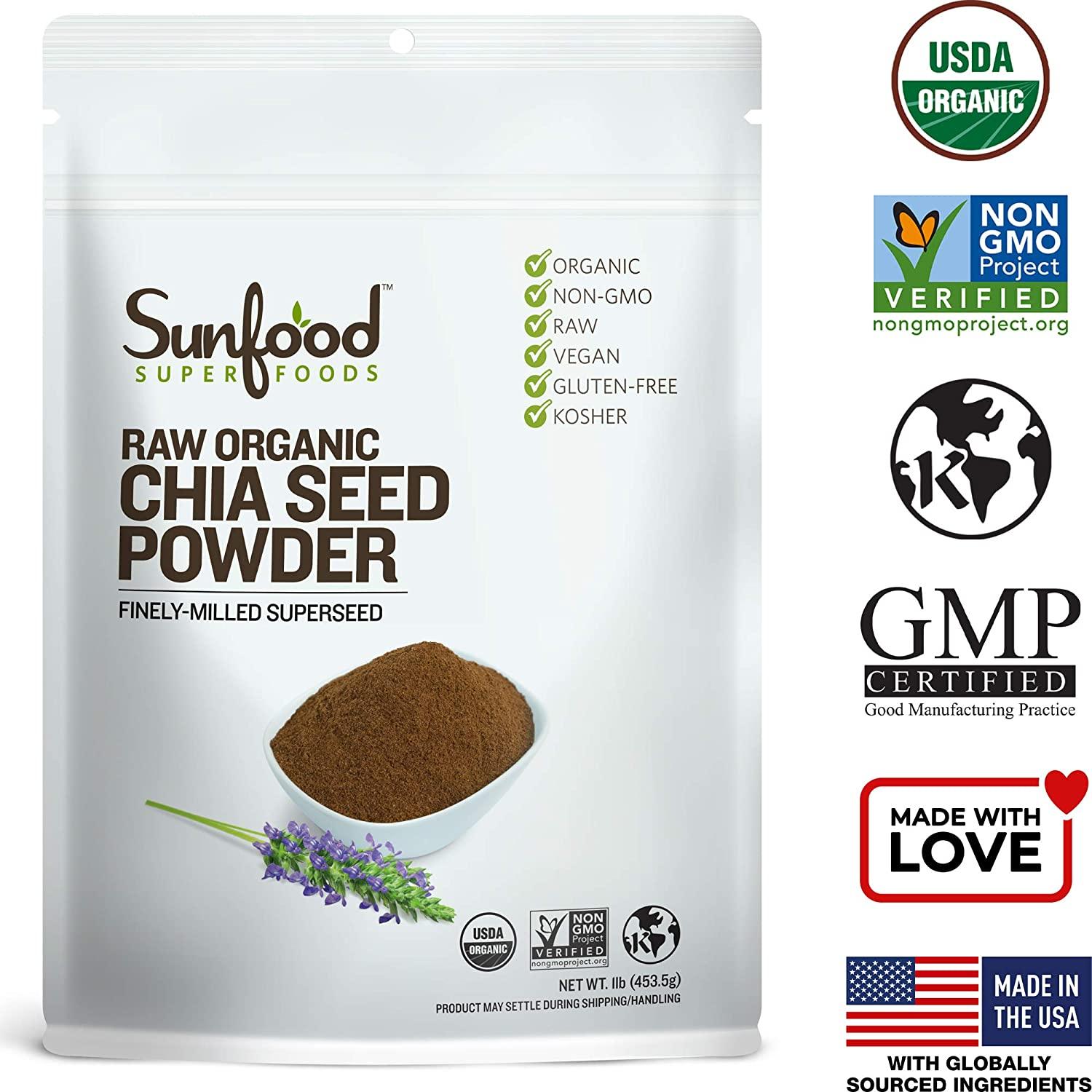 Organic Chia Seed Powder - Raw, Cold Milled, 1 lb - Bulk Superfood by ...