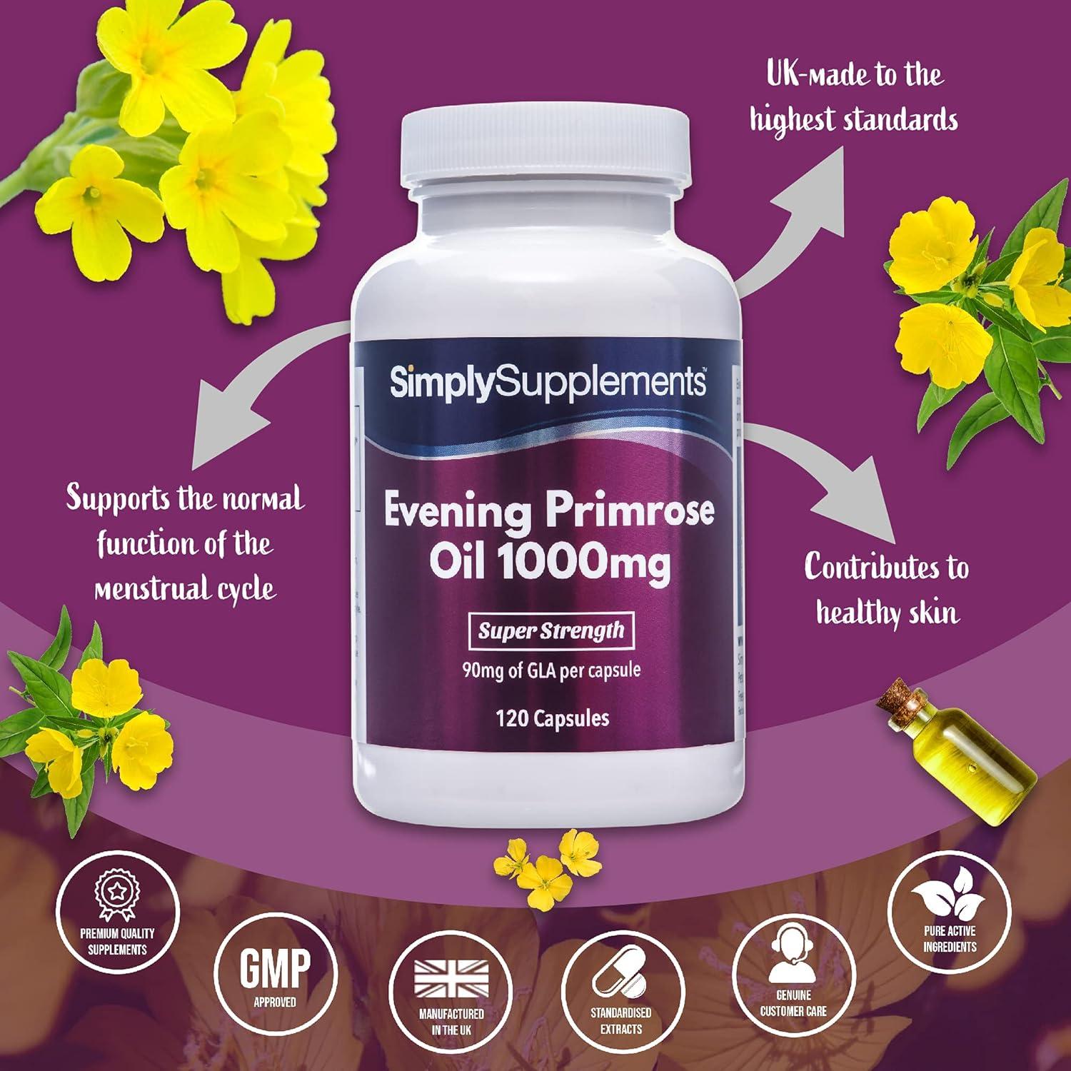 Super Strength Evening Primrose Oil 1000mg | 120 Capsules | UK-Made ...