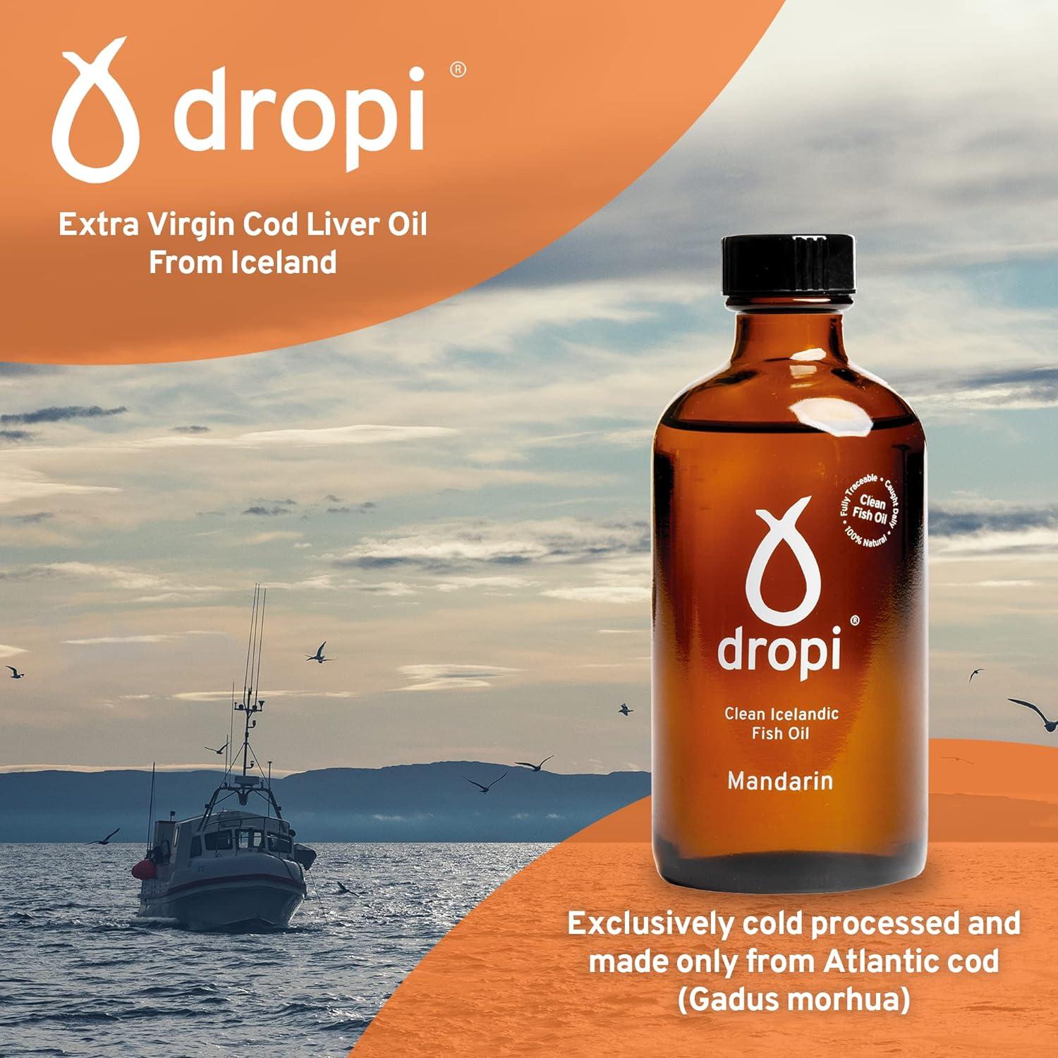 Dropi Pure Icelandic Extra Virgin Cod Liver Oil 170ml (Mandarin) - 170. ...