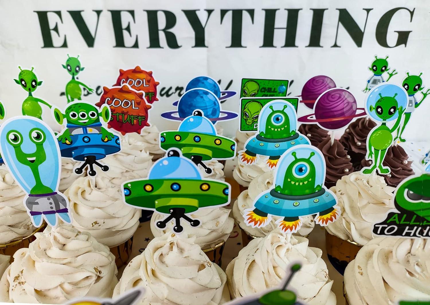 Alien Theme Birthday Cupcake Toppers | Buy Now with Express ...