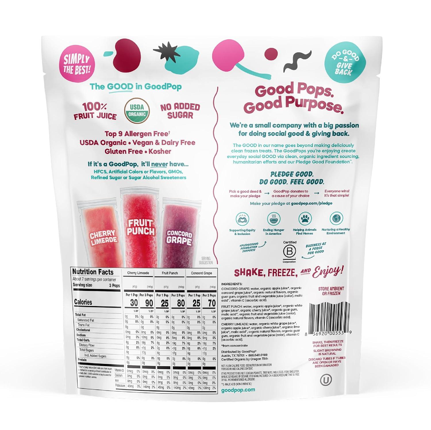 GoodPop Organic Freezer Pops | 100% Juice | No Added Sugar - 20ct | Buy ...