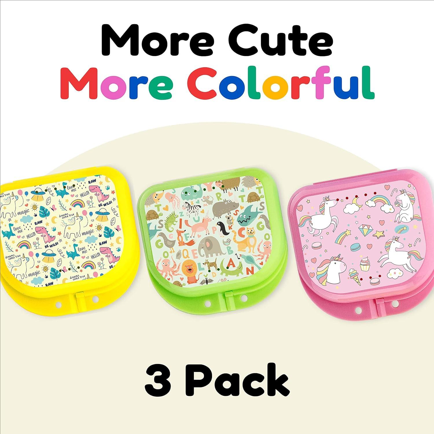 Cute Retainer Holder Case 3 Pack with Cartoon Animals, Dinosaurs ...
