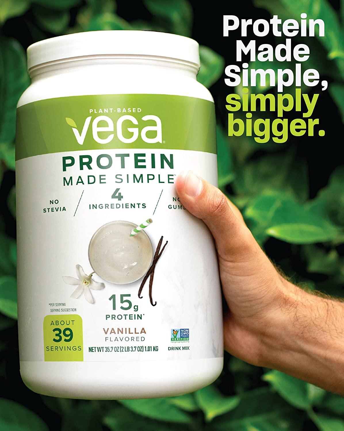 Vega Protein Made Simple Chocolate XL Tub - Plant Based Vegan Powder 2. ...