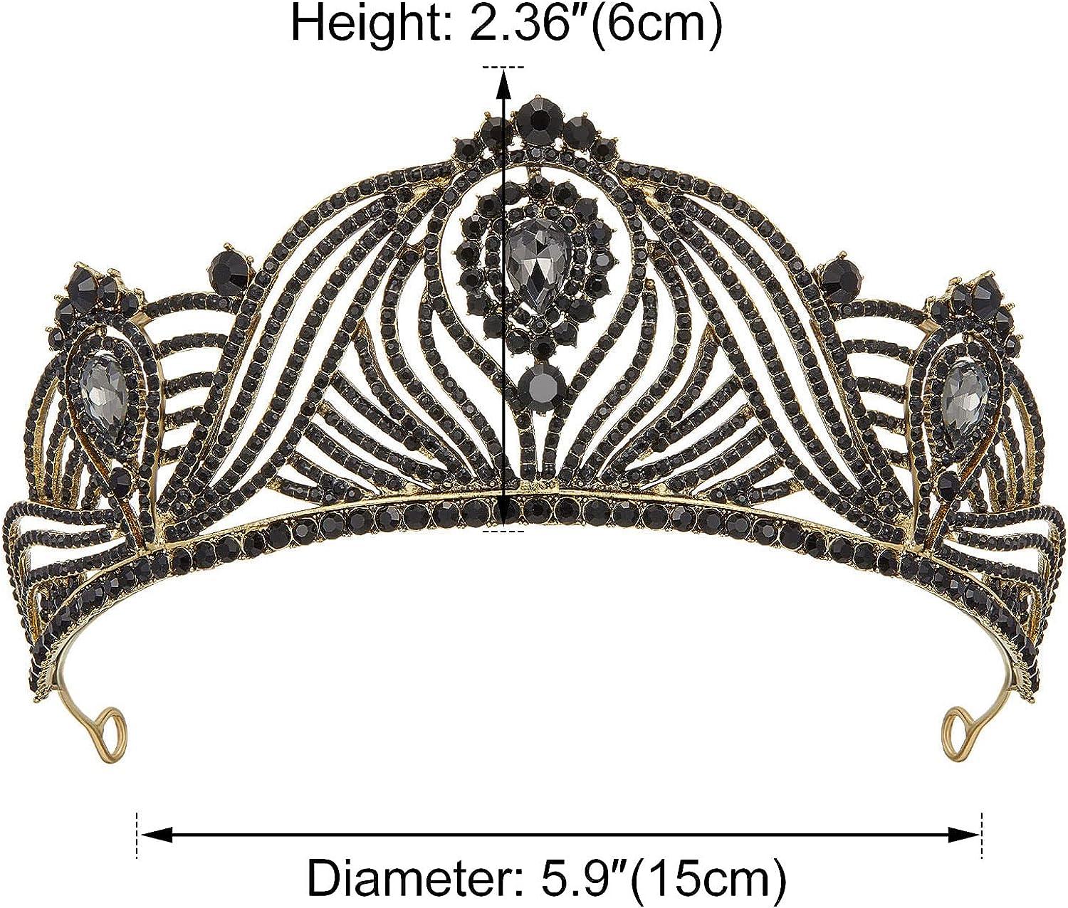 Black Baroque Queen Crown for Women - Wedding Tiara for Bride ...