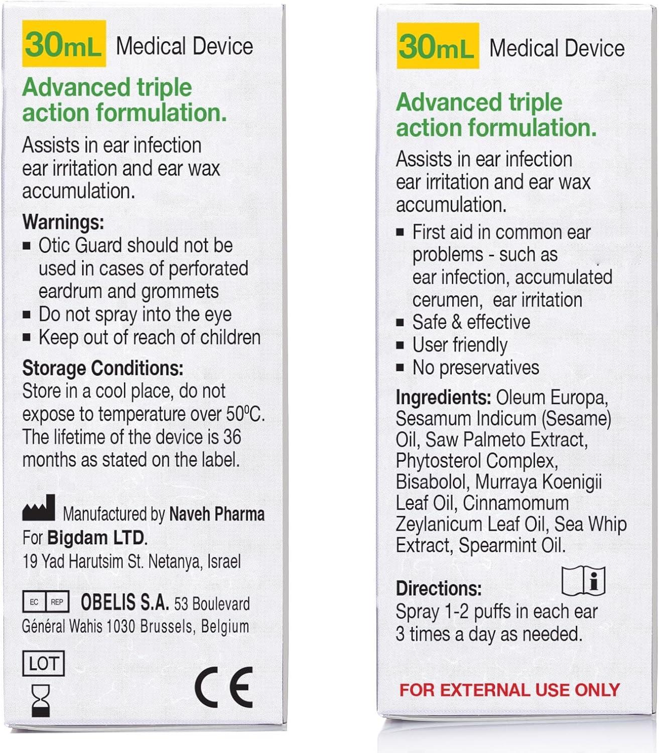 NAVEH PHARMA Otic Guard Natural Ear Spray 3-in-1 Herbal Oil Blend for ...