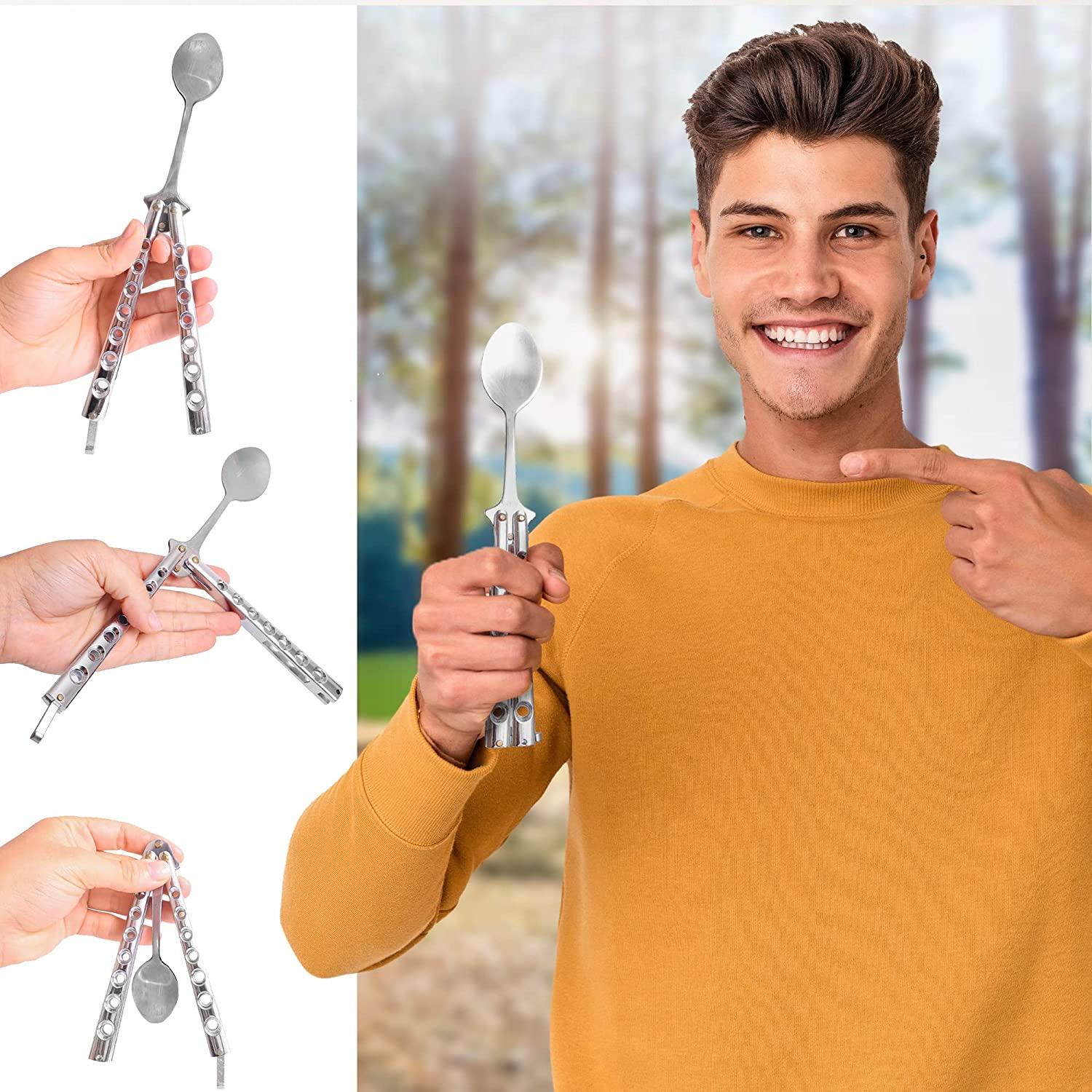 Caliber Gourmet Tactical Butterfly Spoon - Stainless Steel Switchblade ...