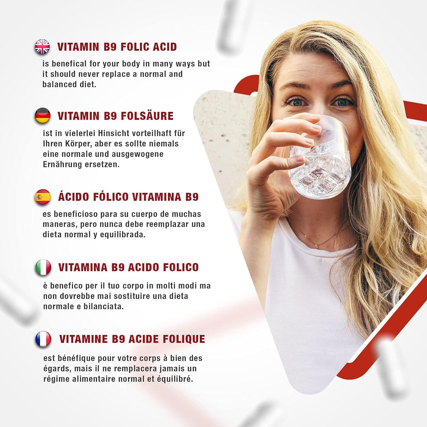 Premium Quality Vitamin B9 Folic Acid 800mcg Capsules - 100 pcs (3+ Month Supply) | Rapidly ...