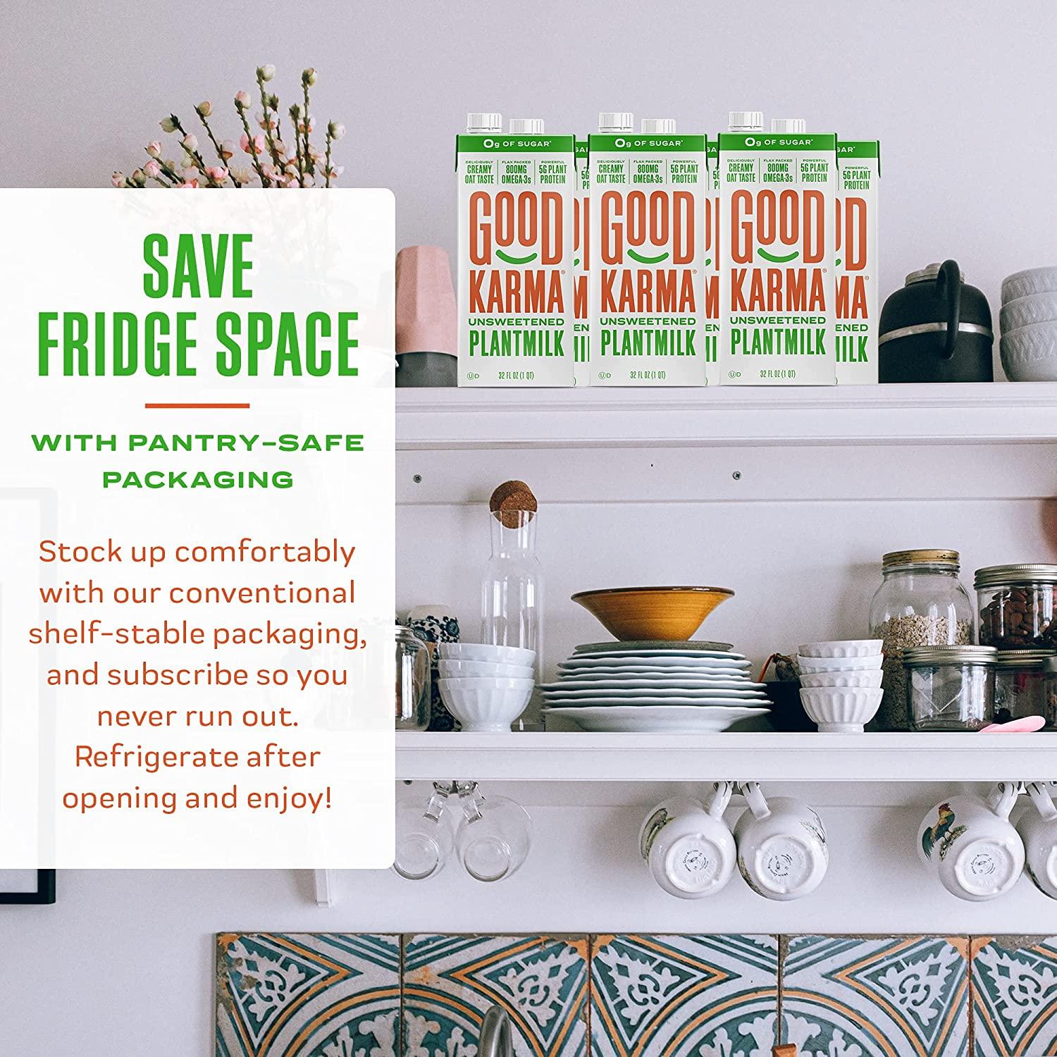 Good Karma Unsweetened Oat Milk Plus Protein and Omega-3 32 Ounce (Pack ...