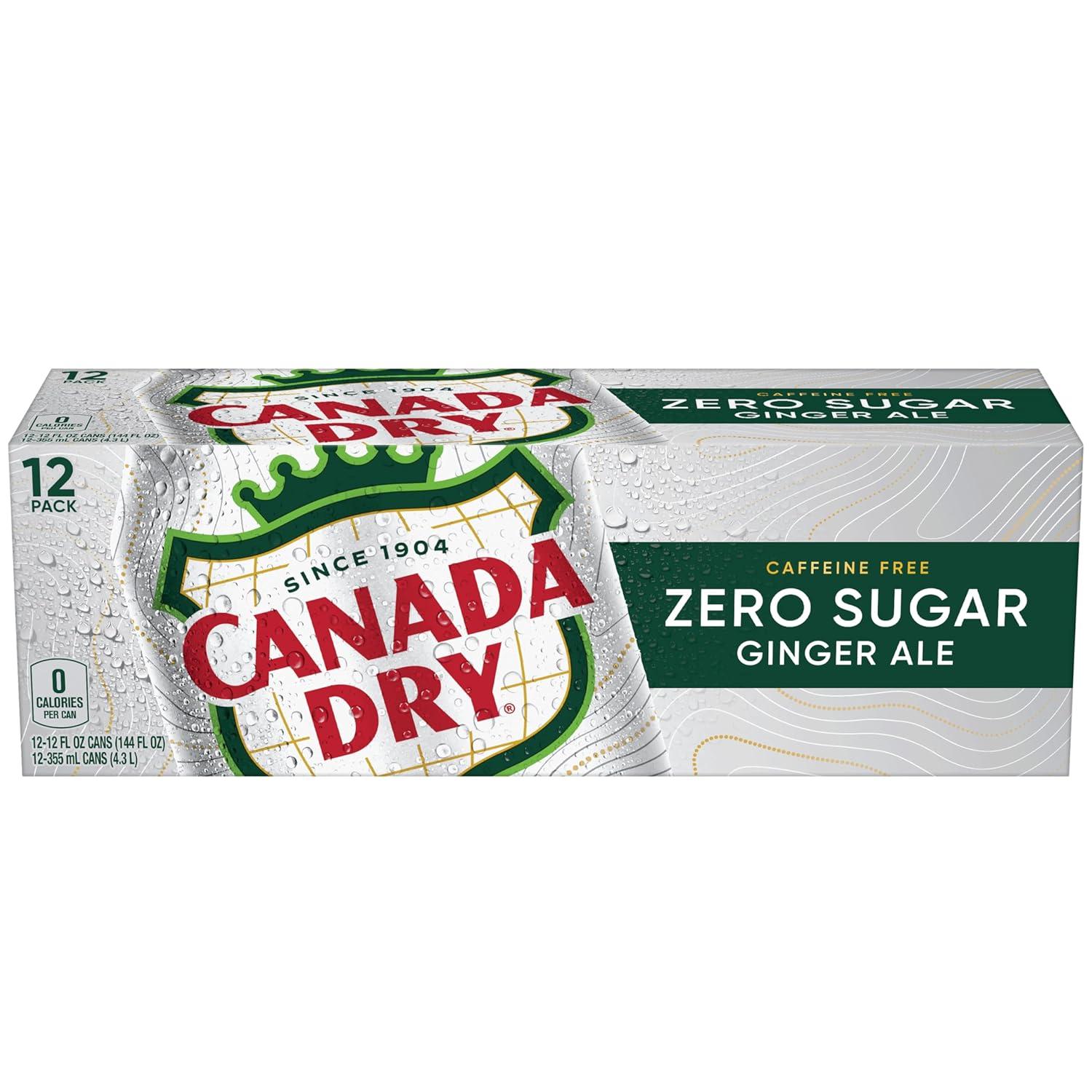 Canada Dry Zero Sugar Ginger Ale Soda 12 fl oz Cans 12 Pack ...