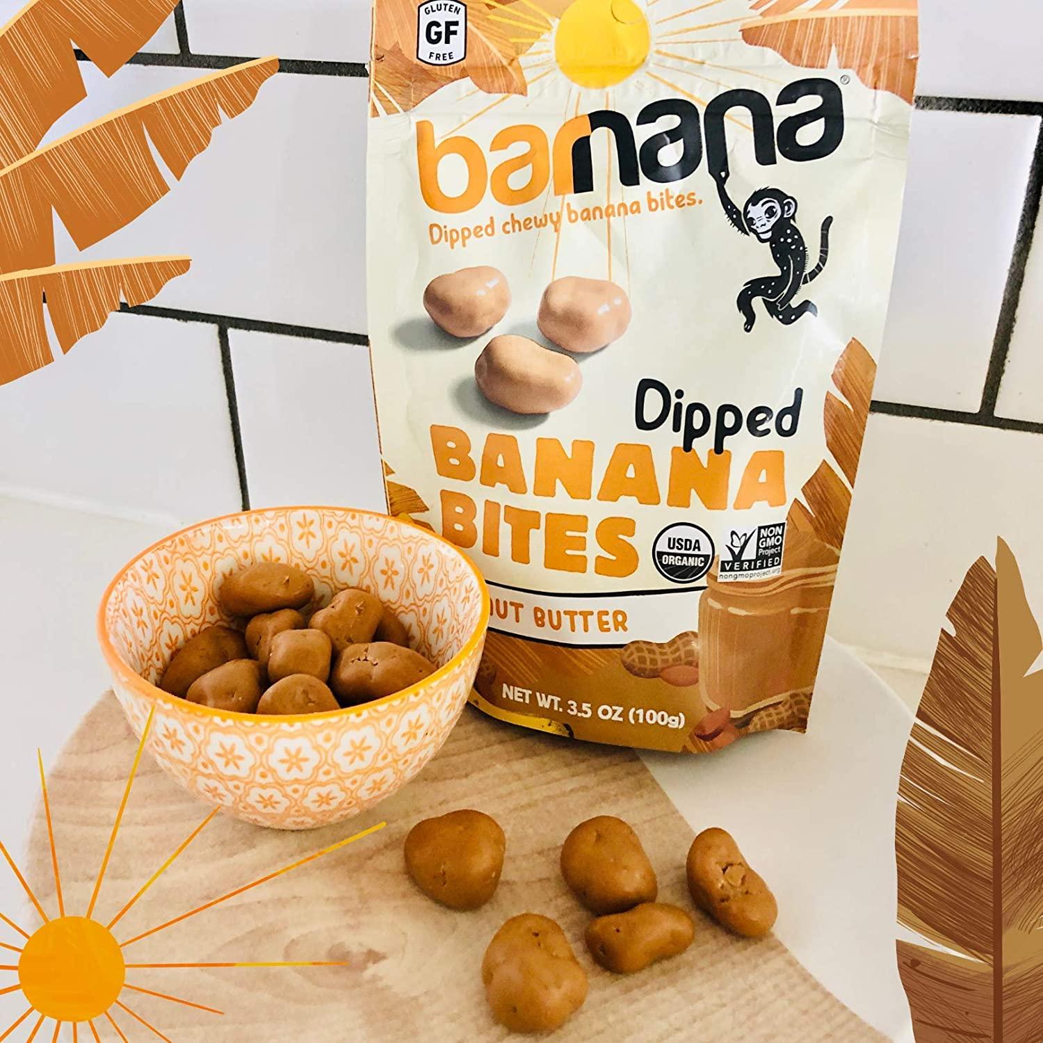Barnana Organic Peanut Butter Dipped Chewy Banana Bites 3.5oz (Pack of ...