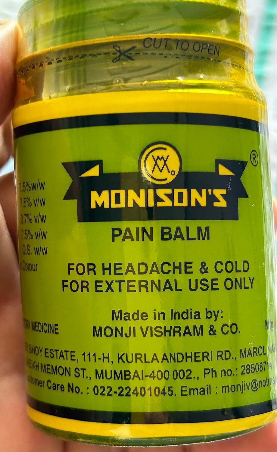 Monisons Ayurvedic Green Pain Balm 100G - Usnyabni Original Formula ...