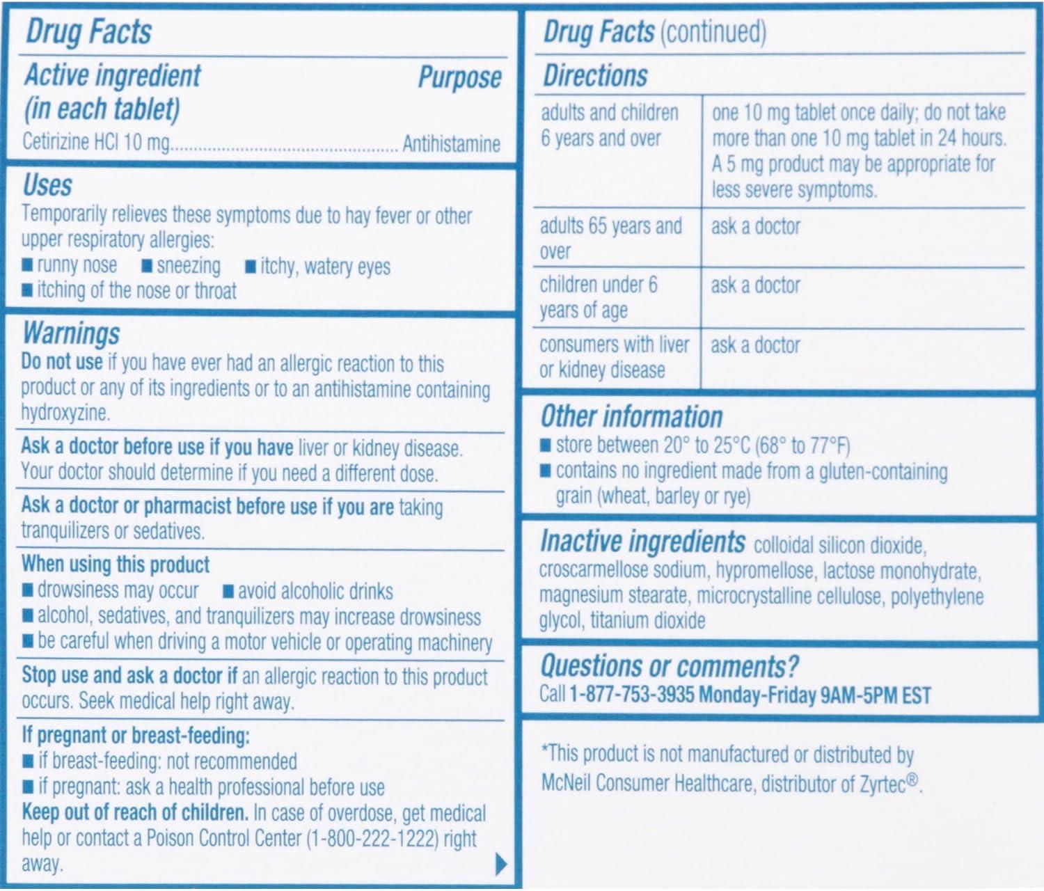 Sunmark Allergy Relief Cetirizine HCI 10mg Tablets - 14 Count ...