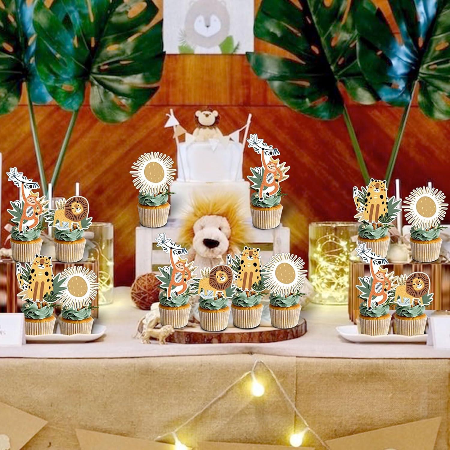 24pcs Jungle Safari Animal Cupcake Toppers Boho Wild Animal Cupcake ...