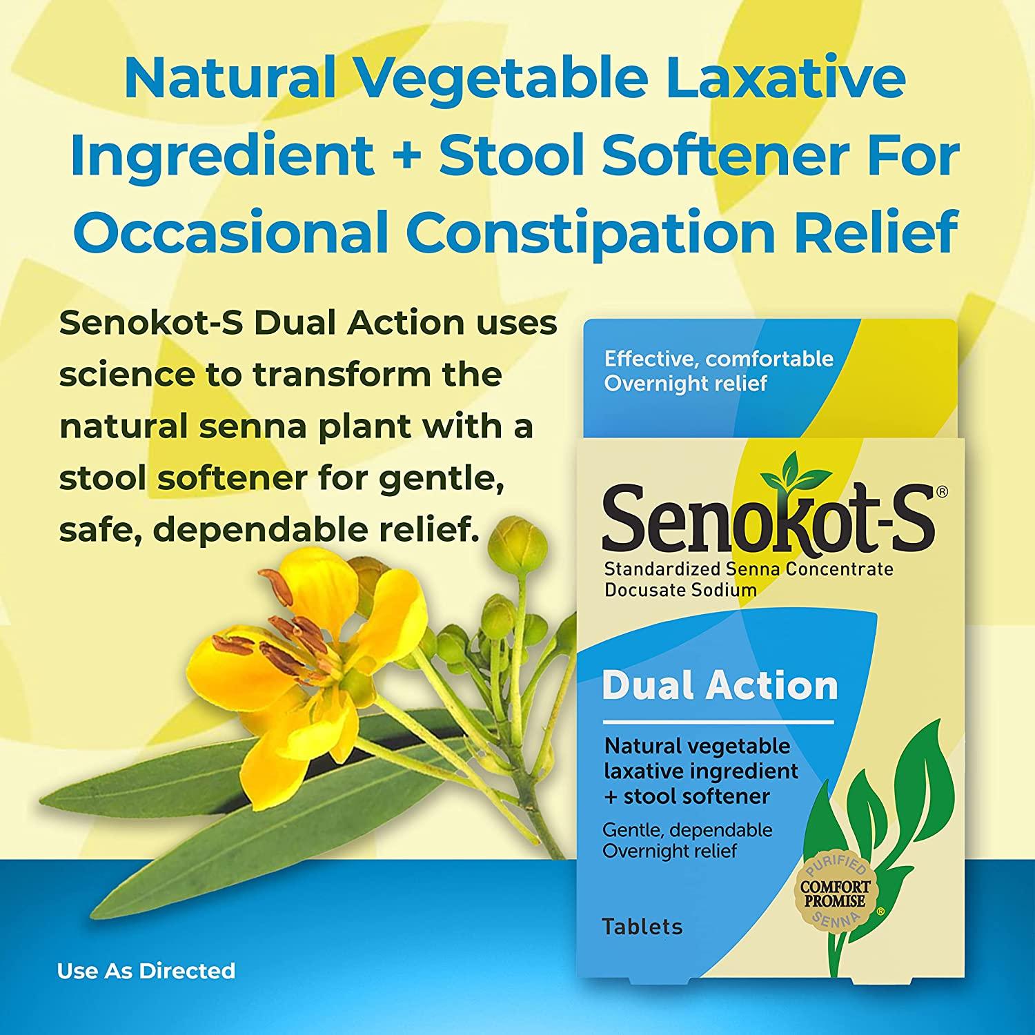 Senokot-S Dual Action Stool Softener & Laxative Tablets - 60 ct for ...