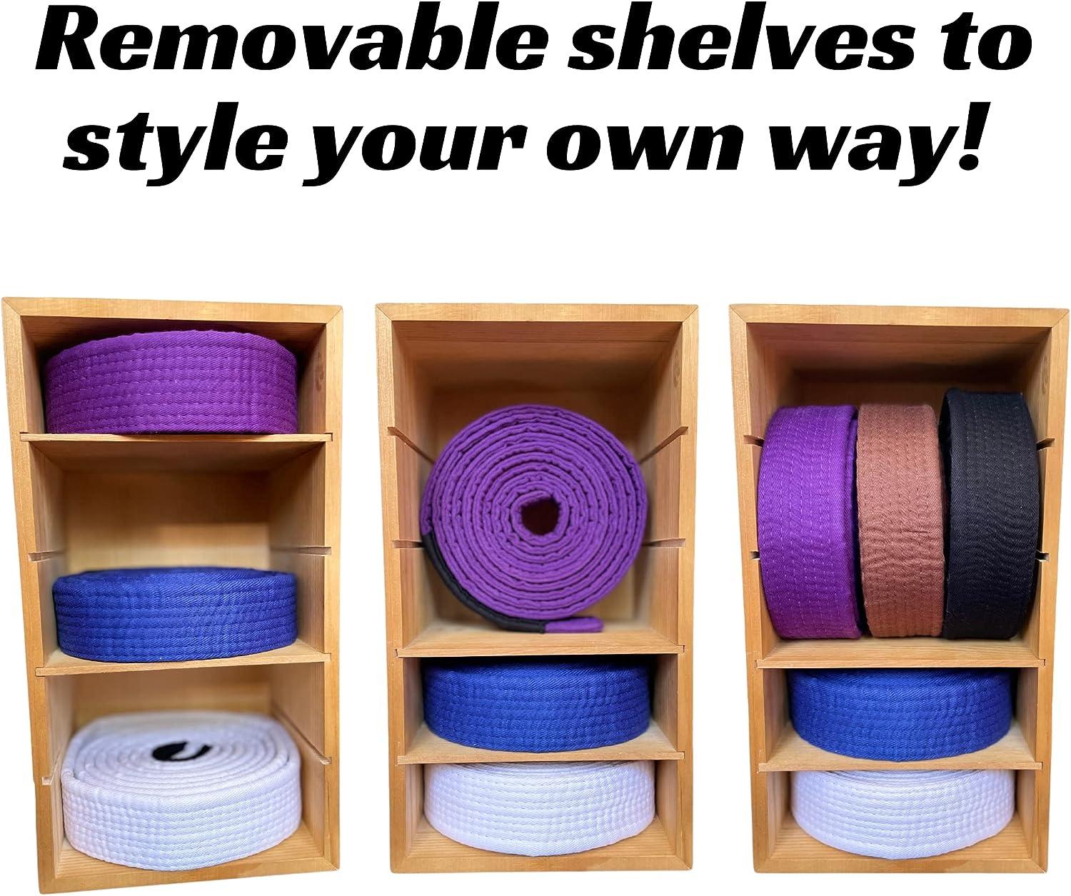 Brazilian Jiu Jitsu Belt Display | Pine Belt Box | BJJ Belt Rack for 5 ...