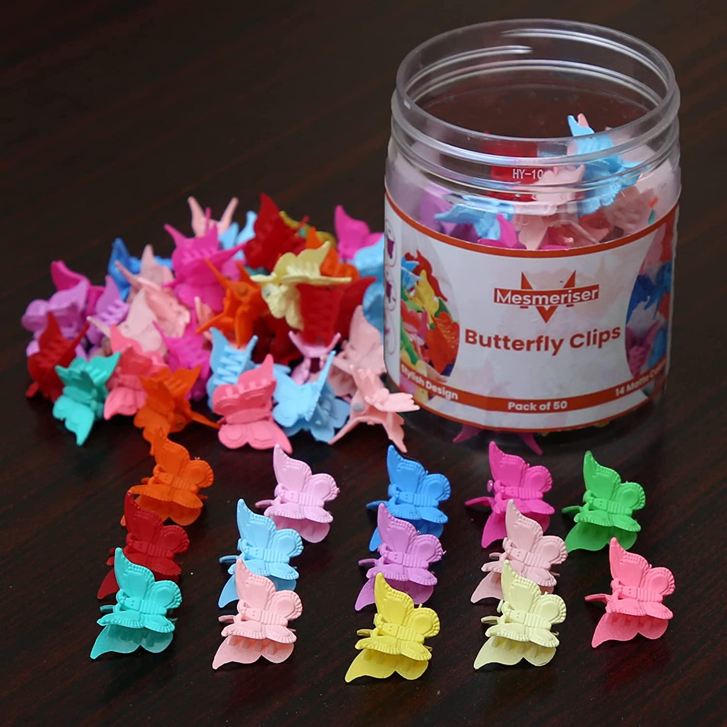 Mesmeriser Butterfly Clips Pack - 50 Assorted Matte Colours Hair Claws ...