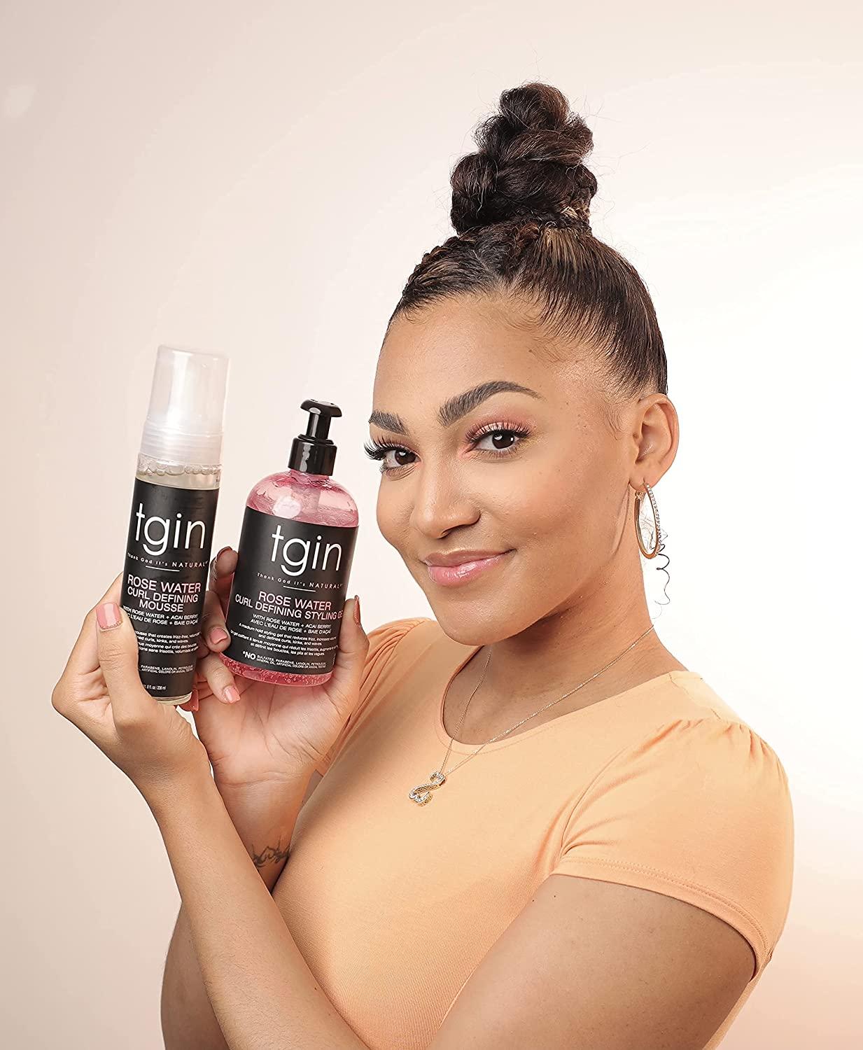 tgin Rose Water Defining Mousse 8oz - Natural Hair Styling for Curls ...
