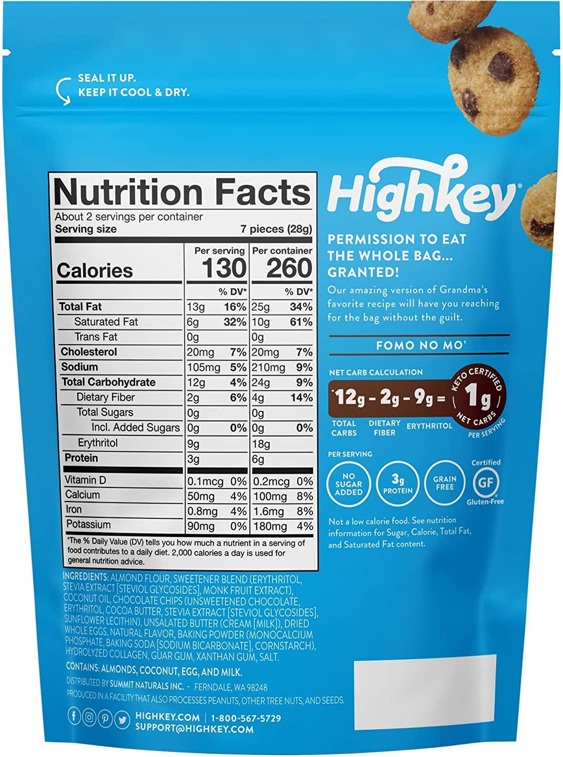 HighKey Mini Chocolate Chip Cookies 2 oz - Keto Friendly & Low Carb ...