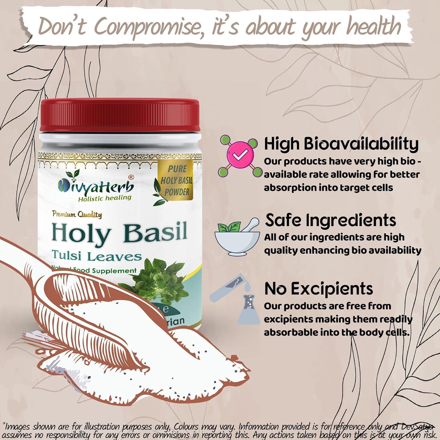 Holy Basil (Tulsi) Powder - Organic Herbal Supplement for Stress Relief ...
