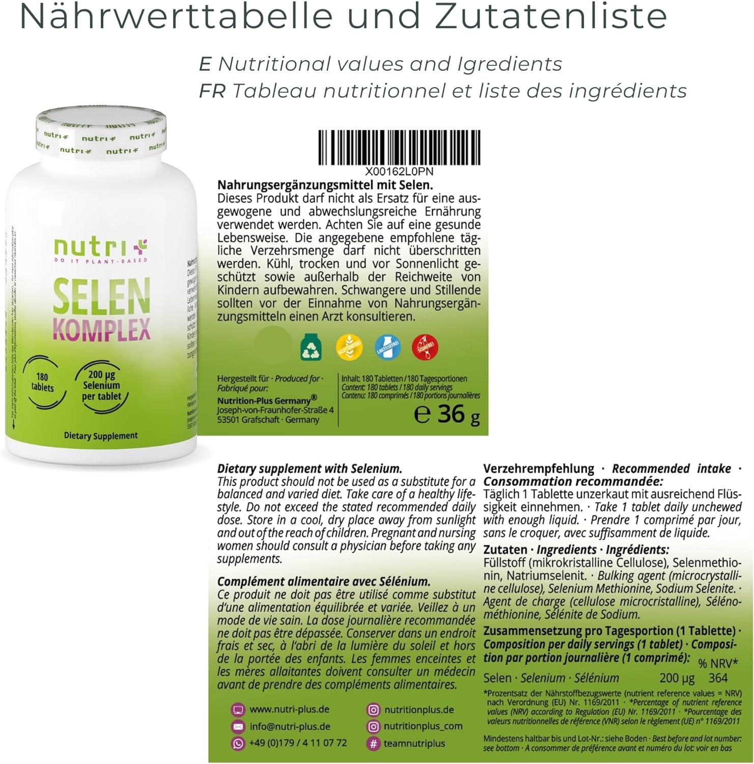 Buy Selen Complex 200 g - 180 Vegan Tablets for Men & Women | High Dose ...