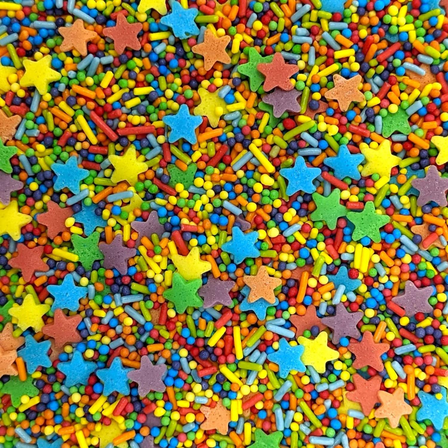 Rainbow Stars Bright Mixed Sprinkles - 100g of Multi-Coloured Cake ...