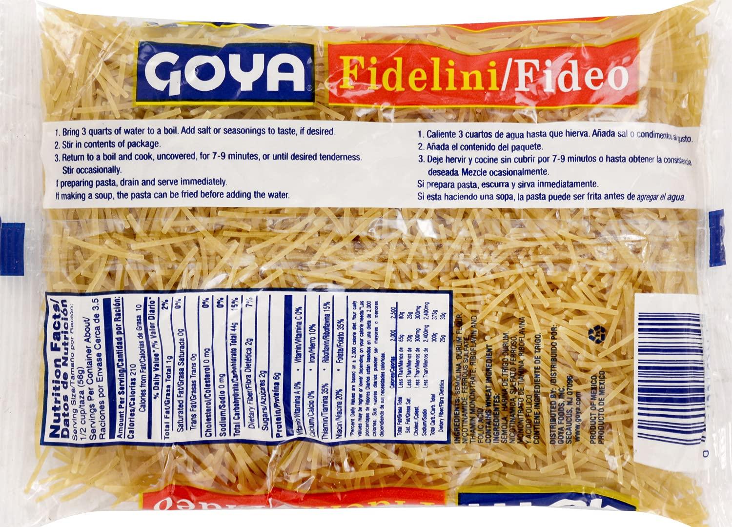 Goya Foods Fidelini Pasta 7 Ounce (Pack of 20) - Authentic Spanish ...