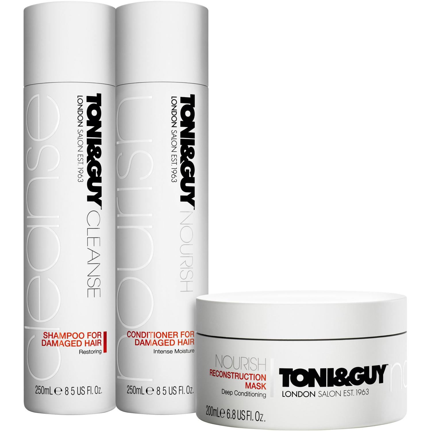 TONI&GUY Nourish & Repair Shampoo Conditioner and Reconstructin Mask ...