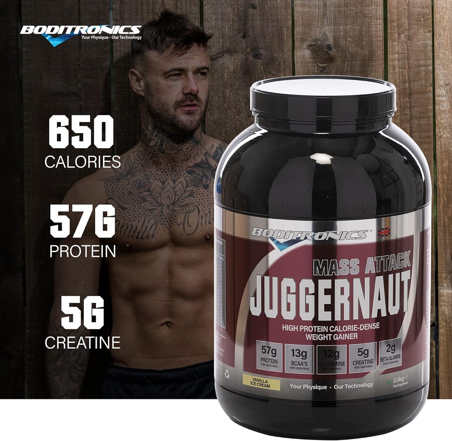 Boditronics Mass Attack Juggernaut Powder - High Protein Weight Gainer ...