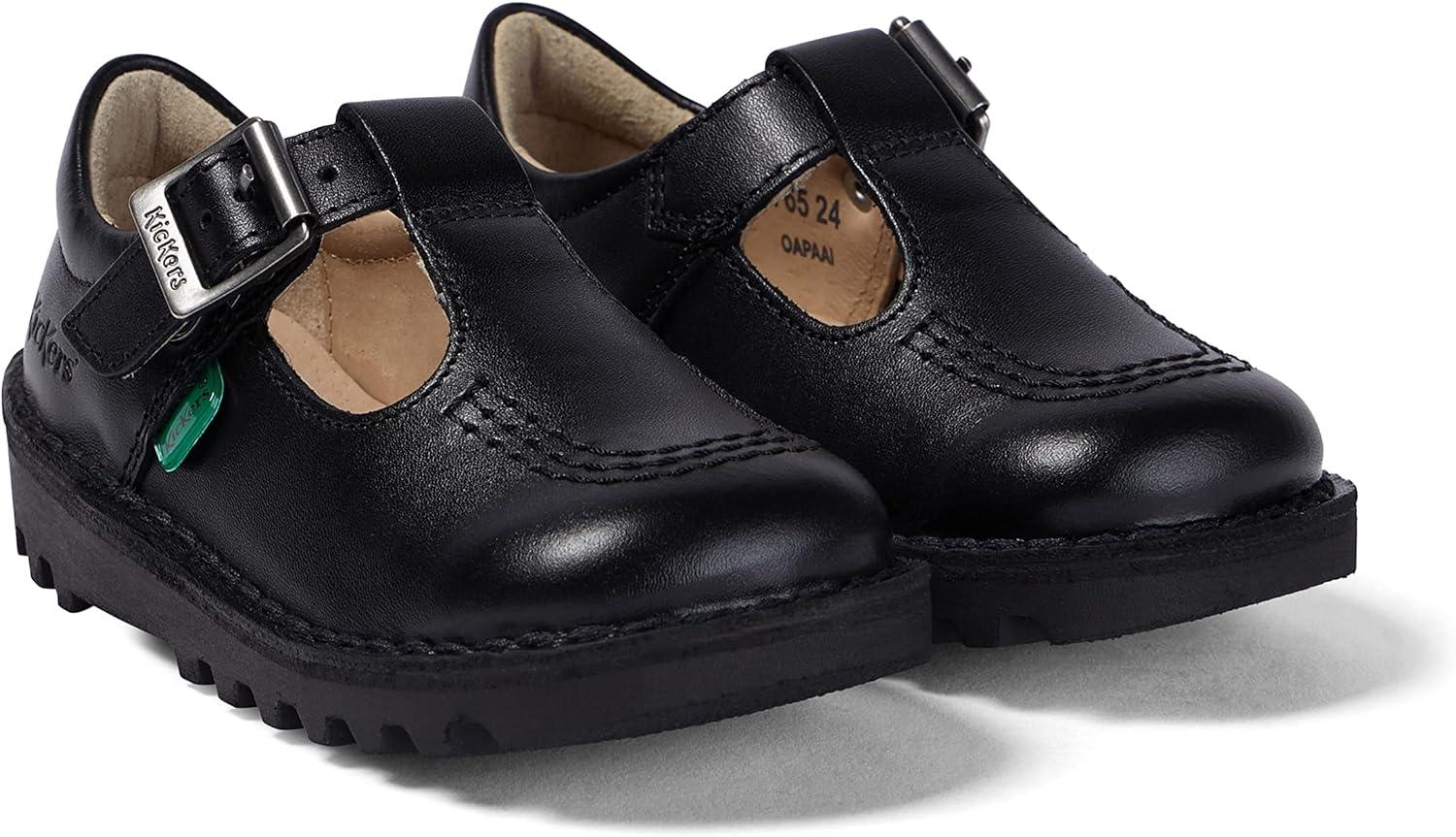 Kickers Girls Black Leather School Shoes - Size 5 UK Child | Buy Now ...