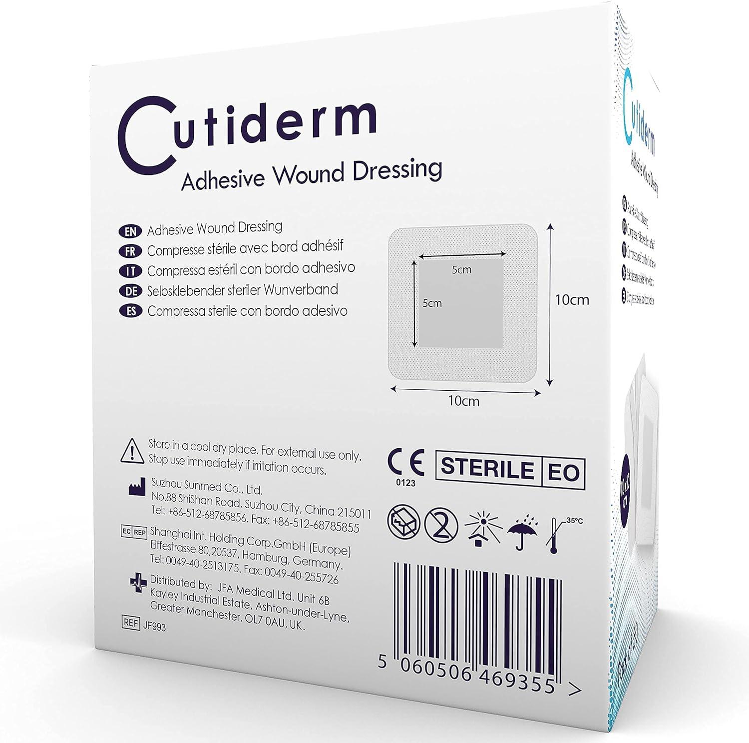 Cutiderm Sterile Adhesive Wound Dressing 10cm x 10cm - Pack of 50 for ...