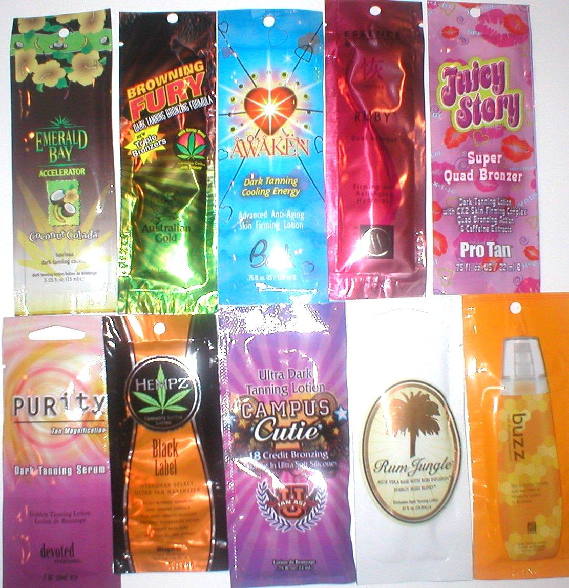 30 Indoor Tanning Bed Sample Packs with Suntan Lotion, Bronzers & More ...